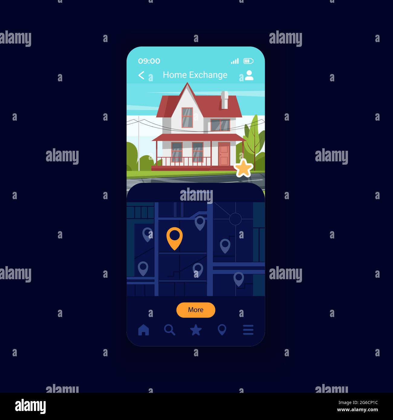 House swap smartphone interface vector template Stock Vector Image ...