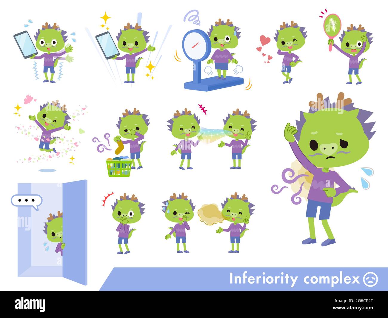 A set of Dragon boy on inferiority complex.It's vector art so it's easy ...