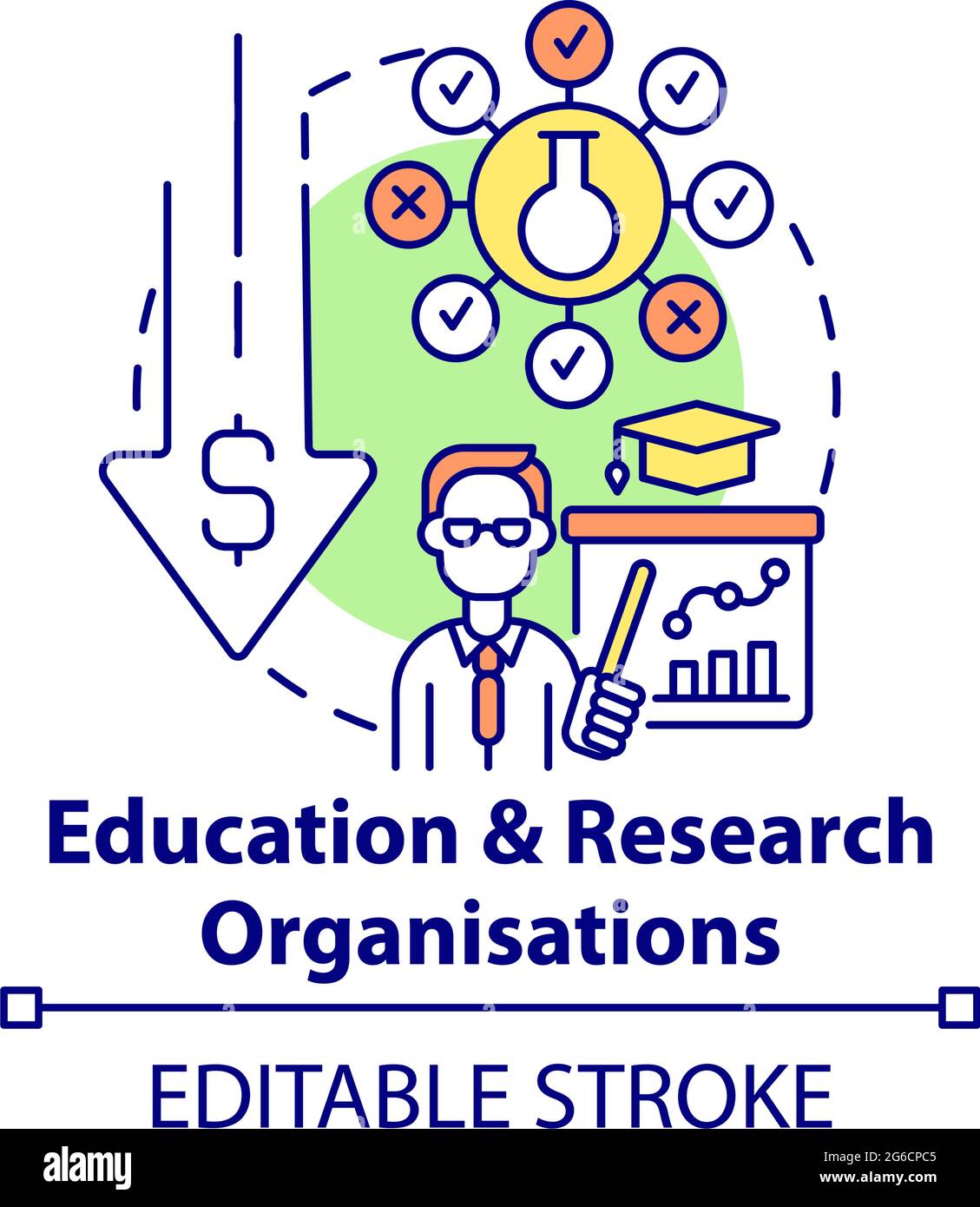 Education and research organizations concept icon Stock Vector Image ...