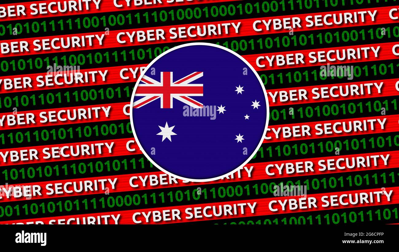 Cyber Security Title with Australia flag - 3D Illustration fabric ...