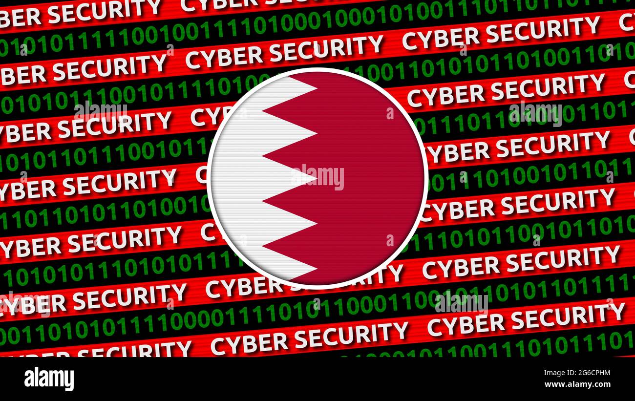 Cyber Security Title with Bahrain flag - 3D Illustration fabric texture ...
