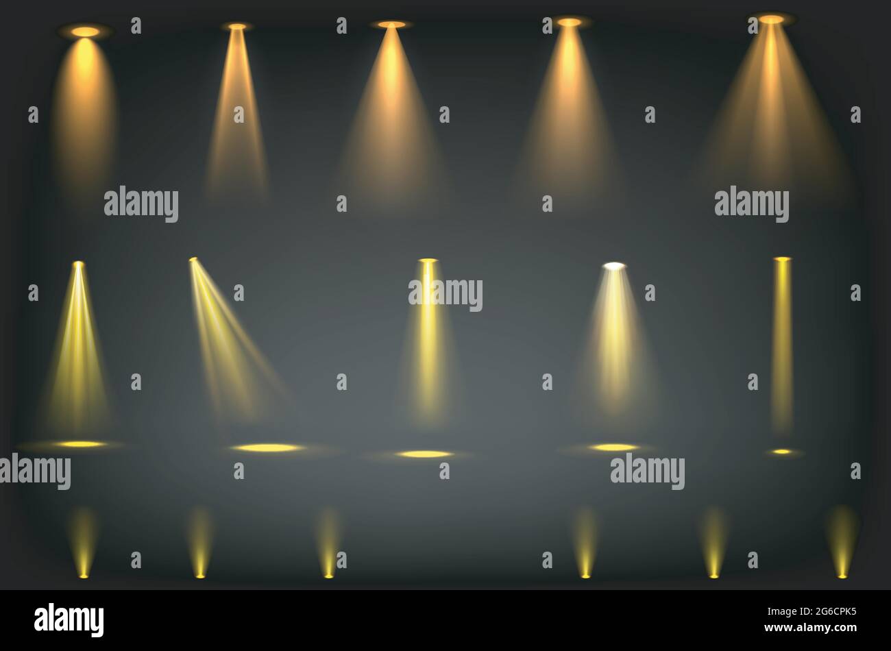 Yellow spotlight beams on transparent background Stock Vector Image ...
