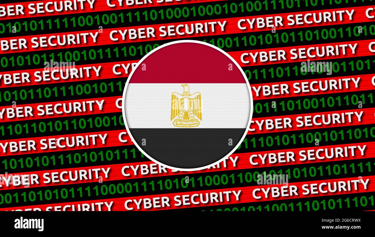 Cyber Security Title with Egypt flag - 3D Illustration fabric texture ...