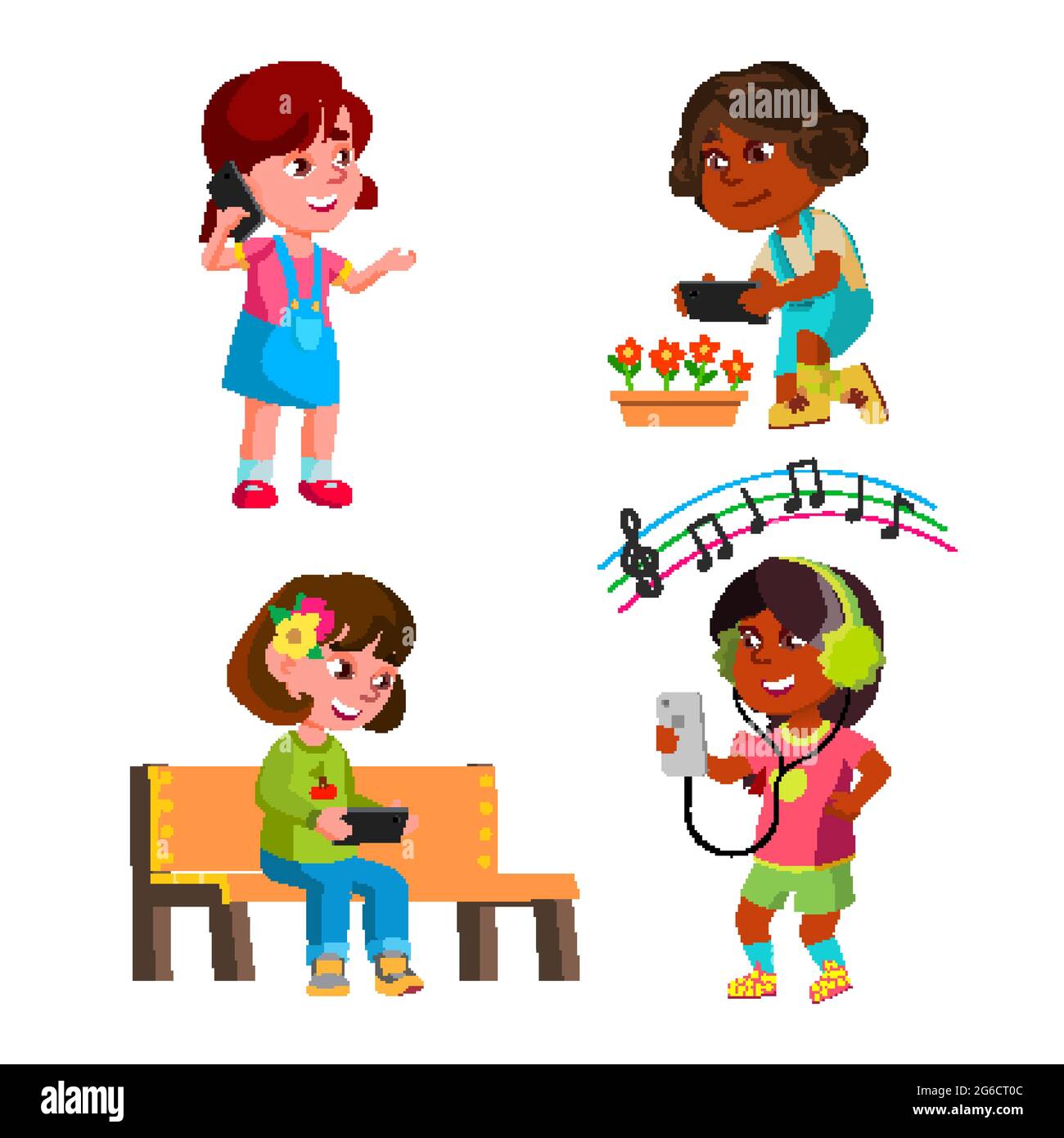 Kids using camera Stock Vector Images - Alamy