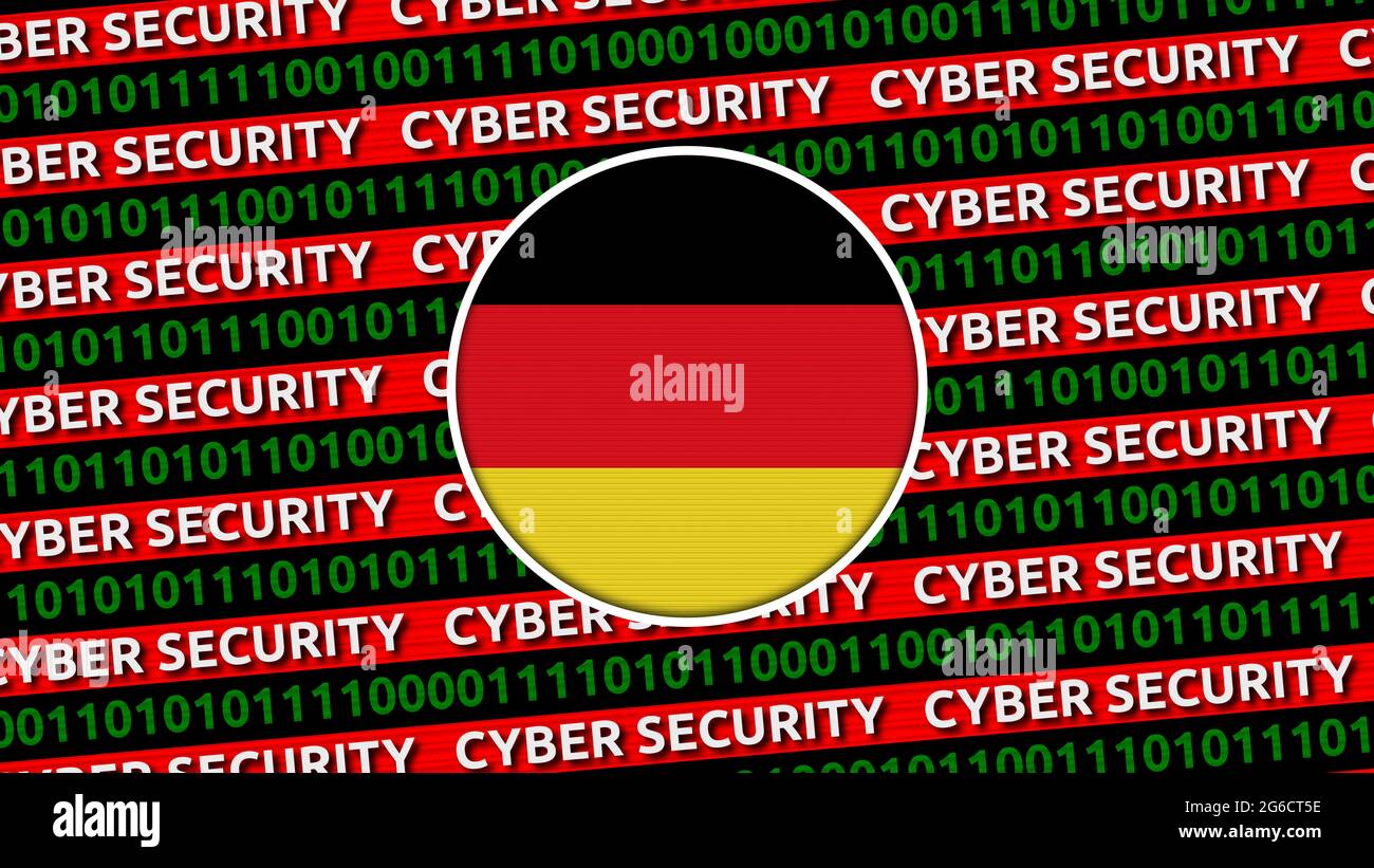 Cyber Security Title with Germany flag - 3D Illustration fabric texture ...