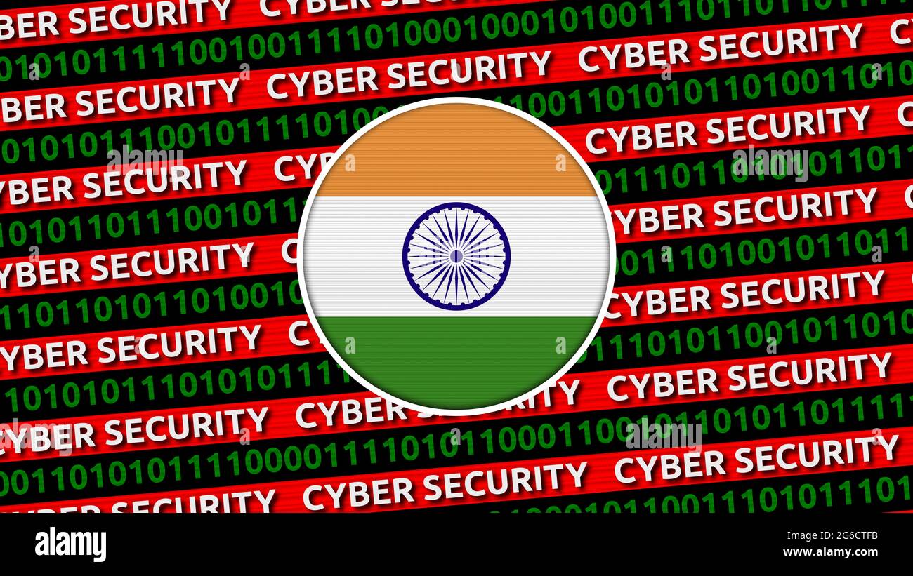 Cyber Security Title with India flag - 3D Illustration fabric texture ...