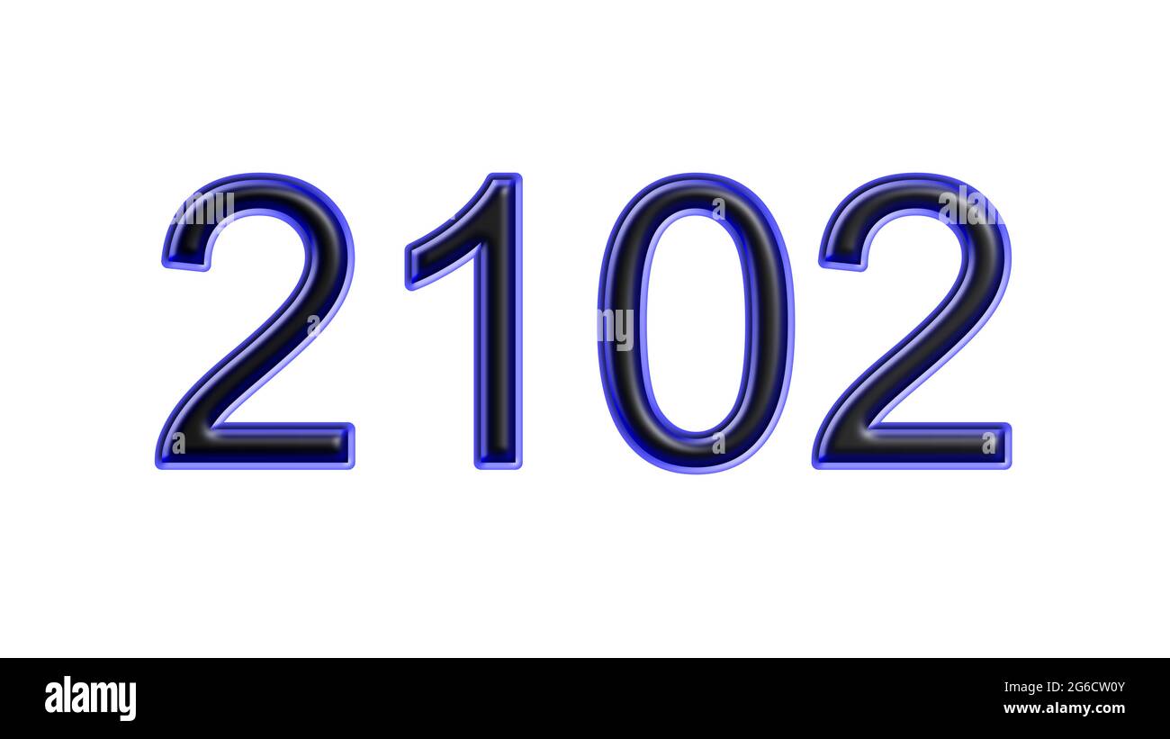 blue 2102 number 3d effect white background Stock Photo - Alamy