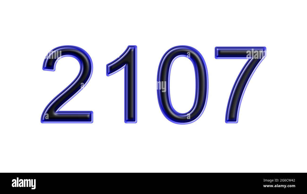 blue 2107 number 3d effect white background Stock Photo - Alamy