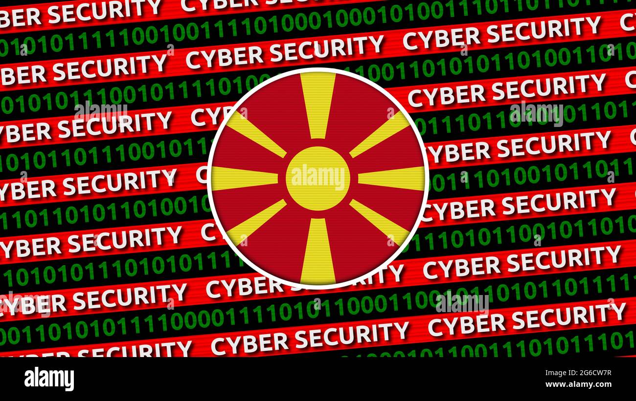 Cyber Security Title with Macedonia flag - 3D Illustration fabric ...