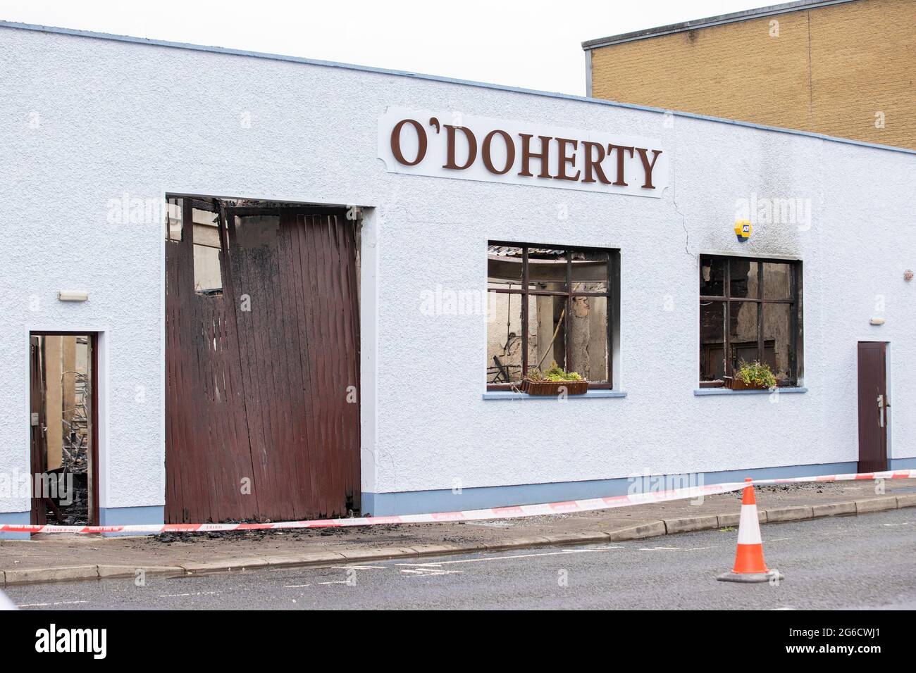 The scene at OÕDoherty and Sons Coffin and Casket manufacturers in Strabane, Co Tyrone after a ...