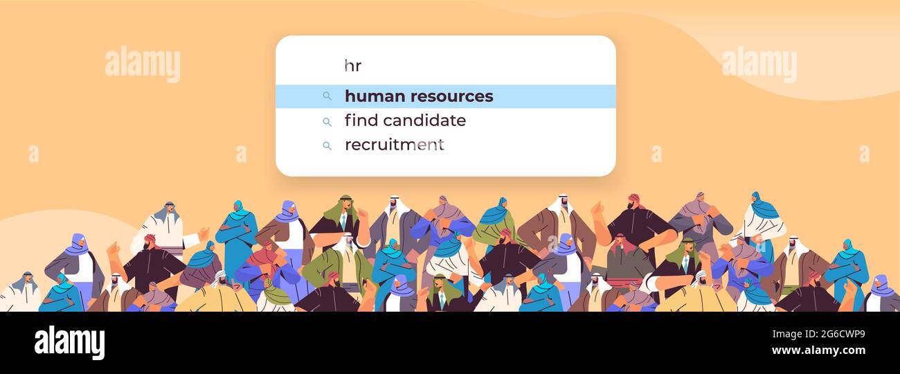 arabic people crowd choosing hr in search bar human resources ...