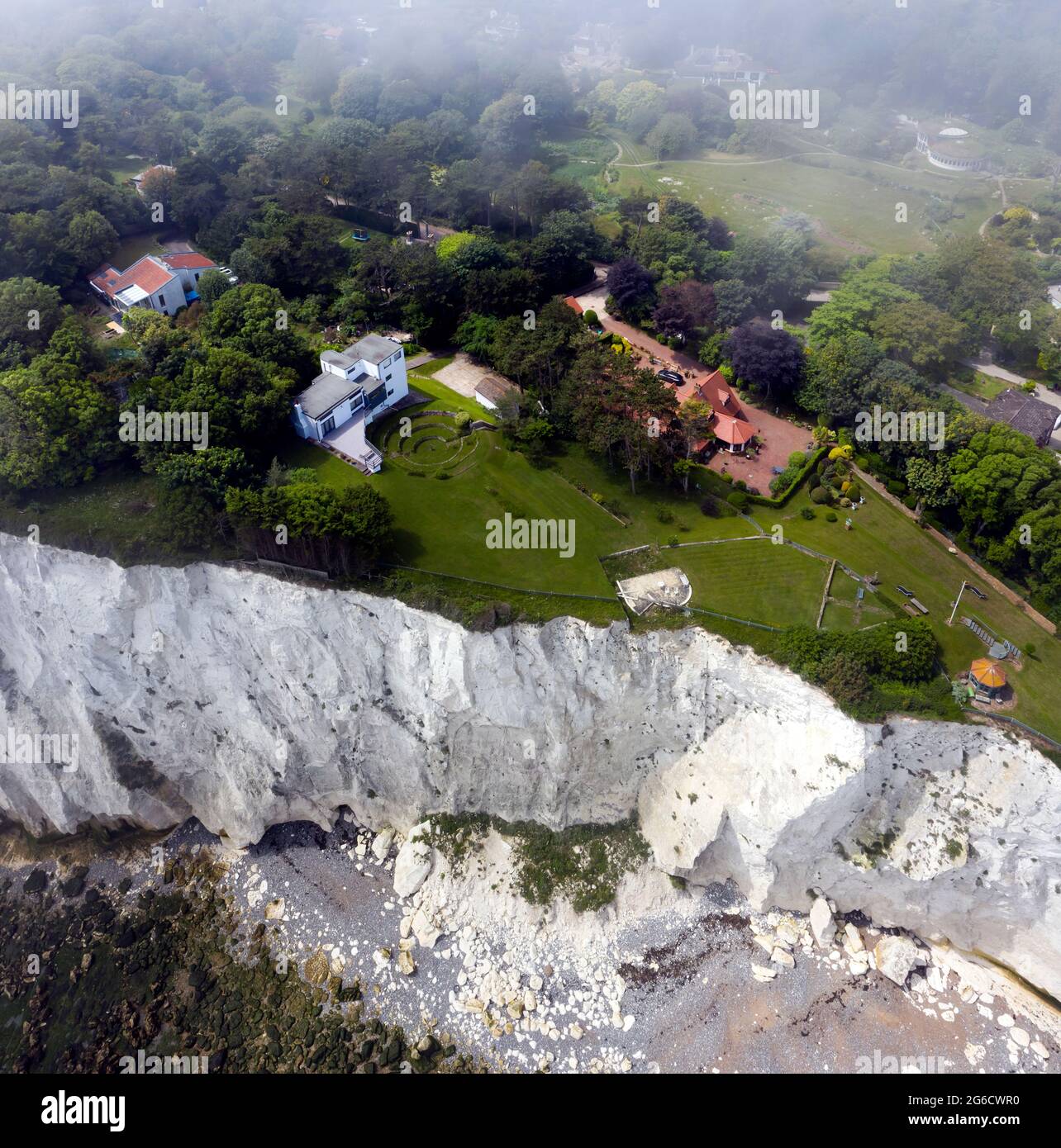 Panoramic aerial view of a section of Chalk Cliff next to St Margaret's ...