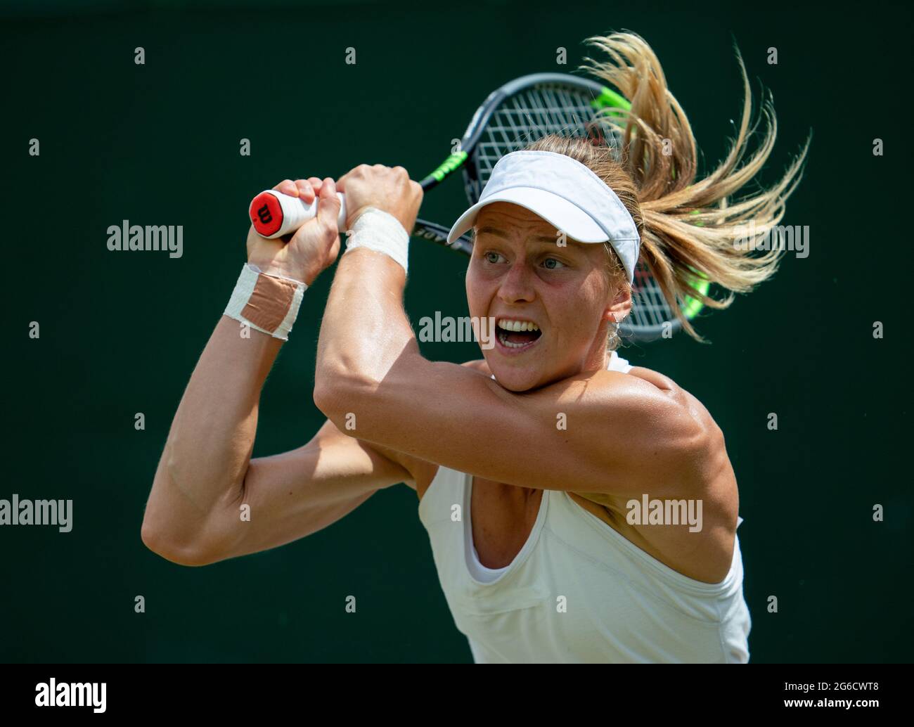 Liudmila Samsonova in action against Karolina Pliskova in the fourth ...