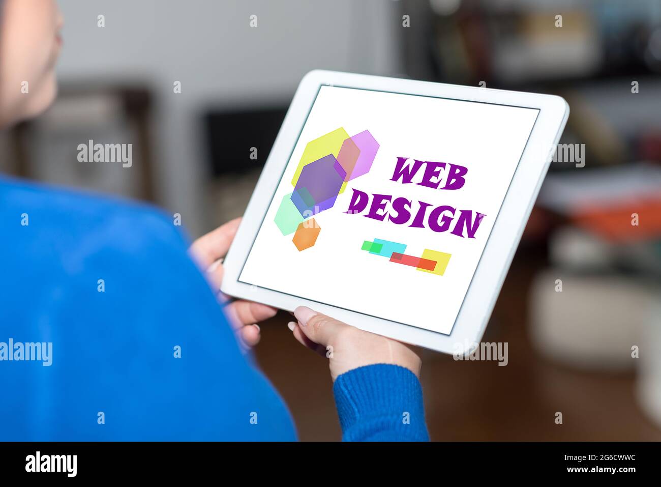 Tablet screen displaying a web design concept Stock Photo - Alamy