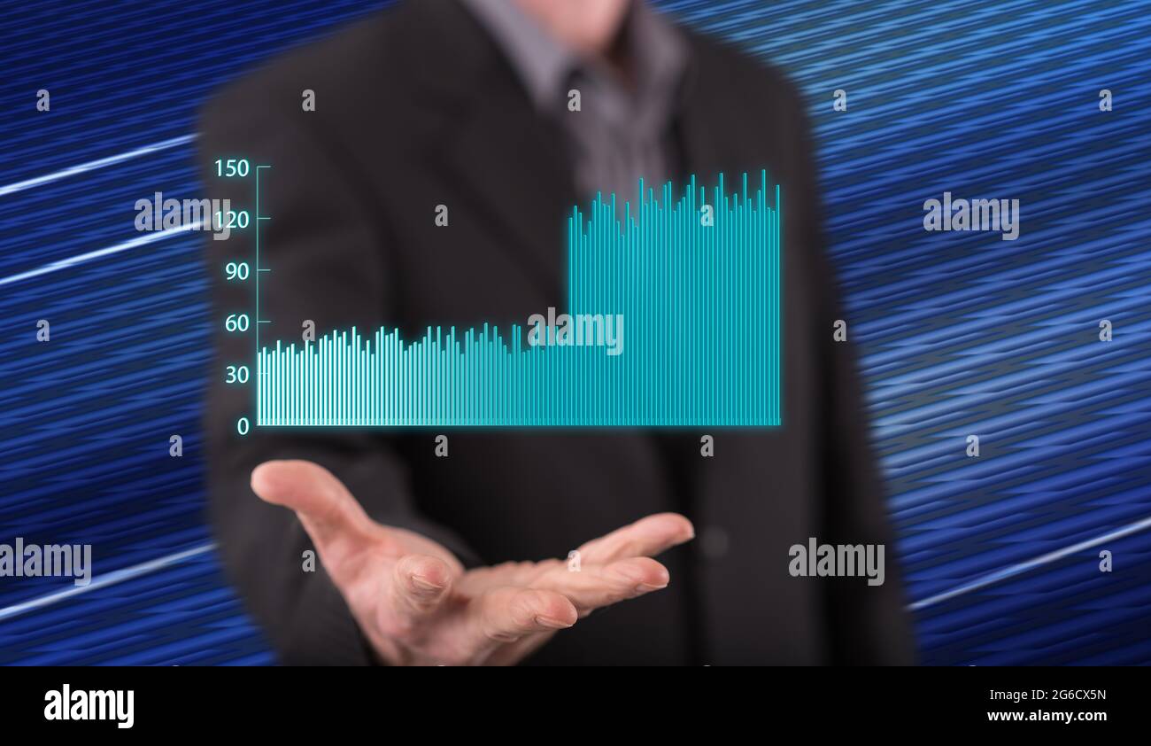Business analysis concept above the hand of a man in background Stock ...