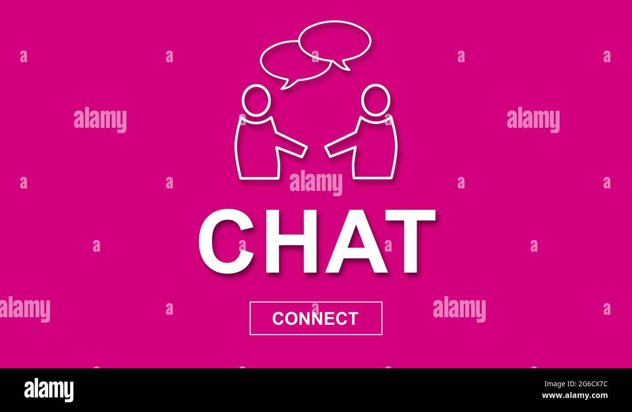 Concept of chatting on pink background Stock Photo - Alamy