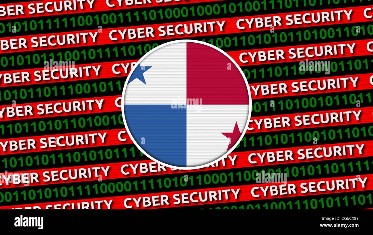 Cyber Security Title with Panama flag - 3D Illustration fabric texture ...