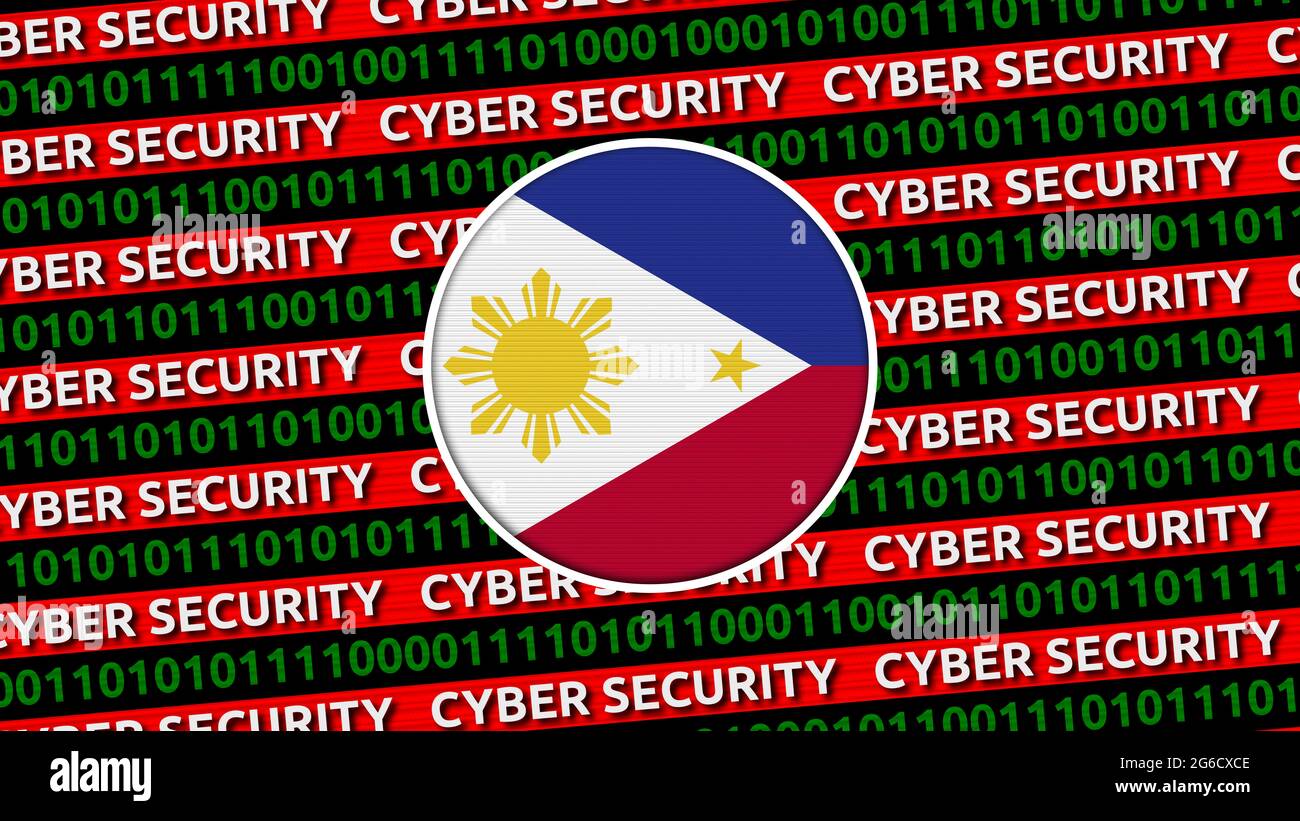 Cyber Security Title with Philippines flag - 3D Illustration fabric ...