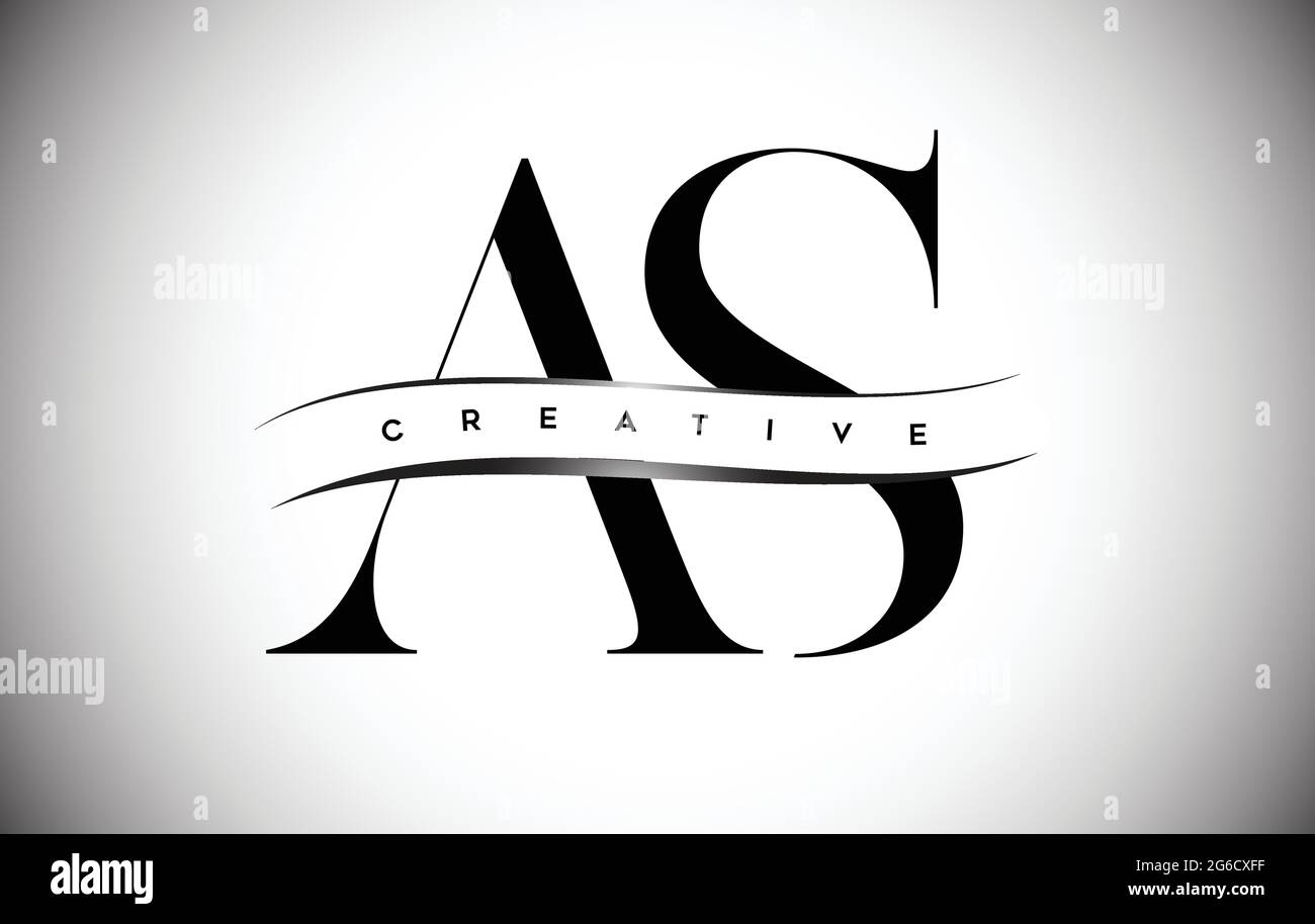 Serif AS Icon Design with Black Colors. AS Letter Logo with Serif ...
