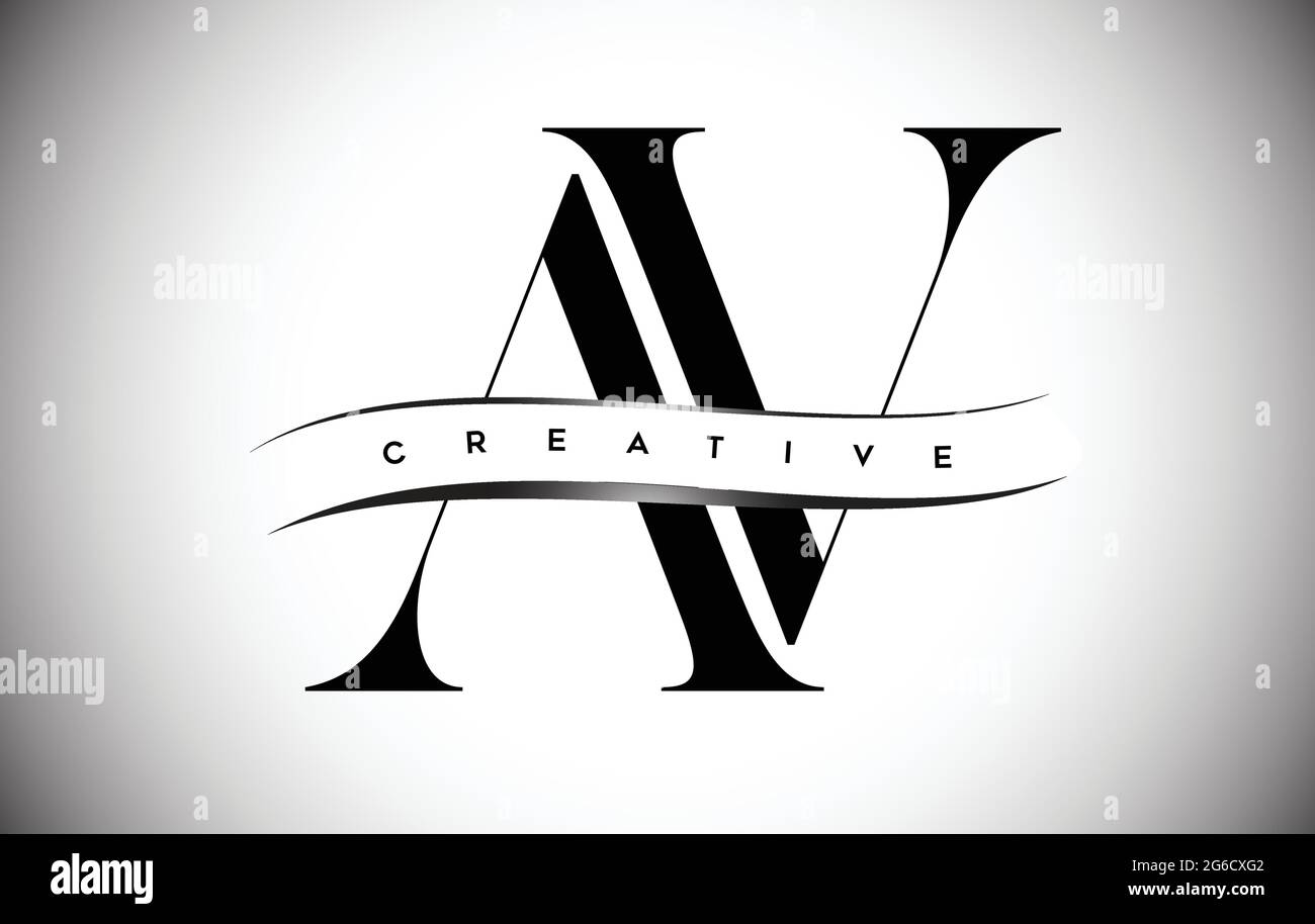 Serif AV Icon Design with Black Colors. AV Letter Logo with Serif ...