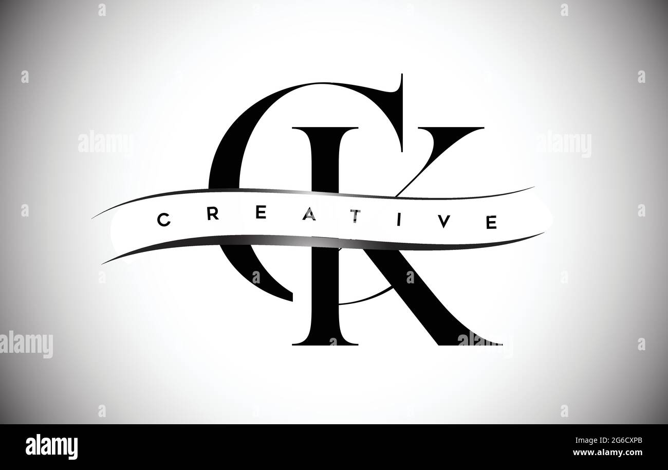 Serif CK Icon Design with Black Colors. CK Letter Logo with Serif ...