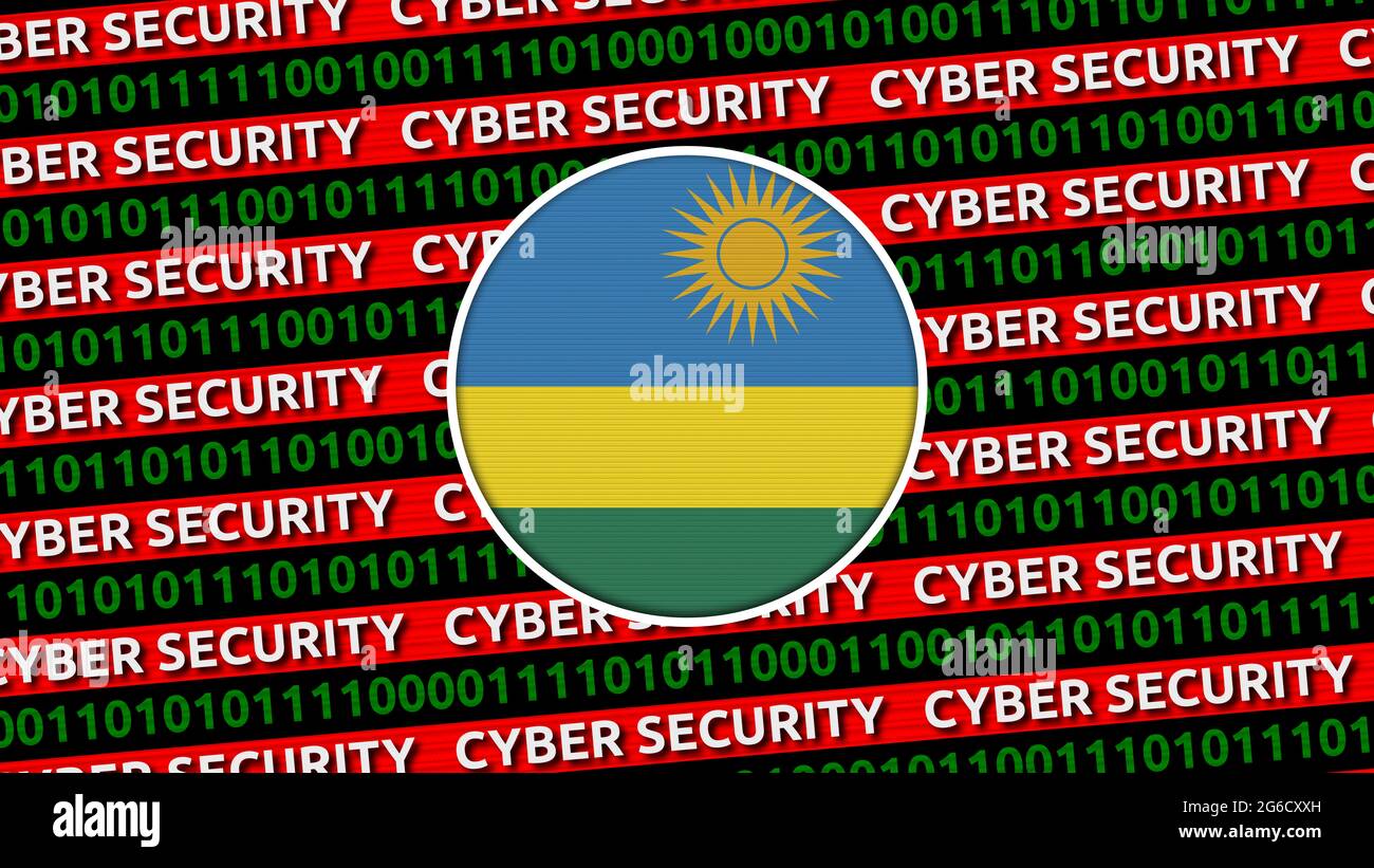Cyber Security Title with Rwanda flag - 3D Illustration fabric texture ...