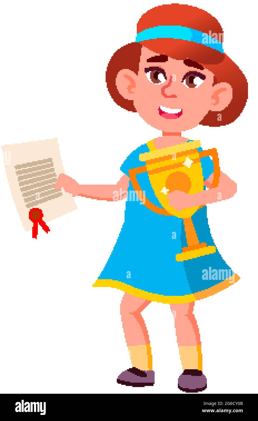 Girl Kid Celebrate Victory In Championship Vector Stock Vector Image ...