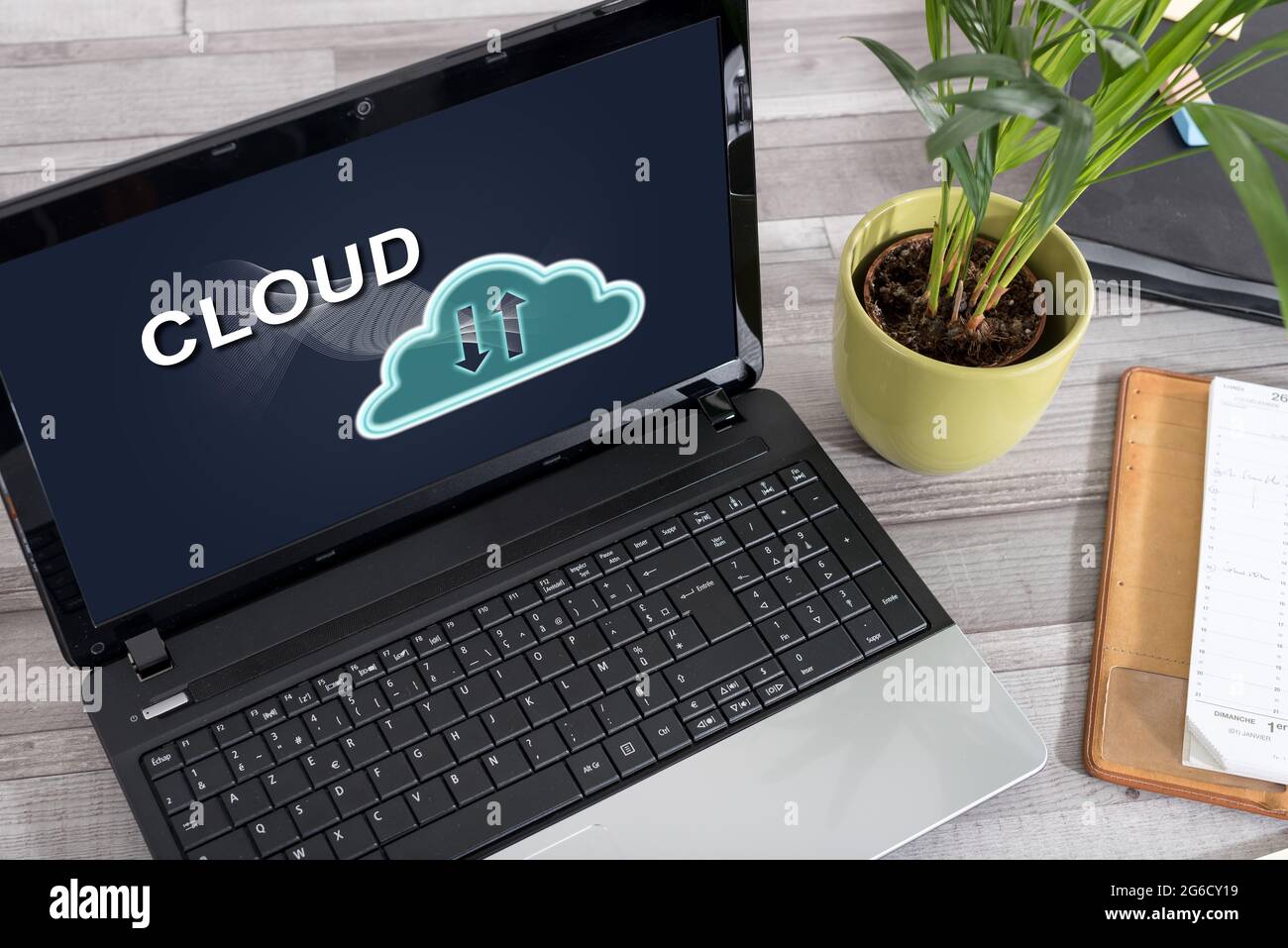 Laptop screen with cloud concept Stock Photo - Alamy