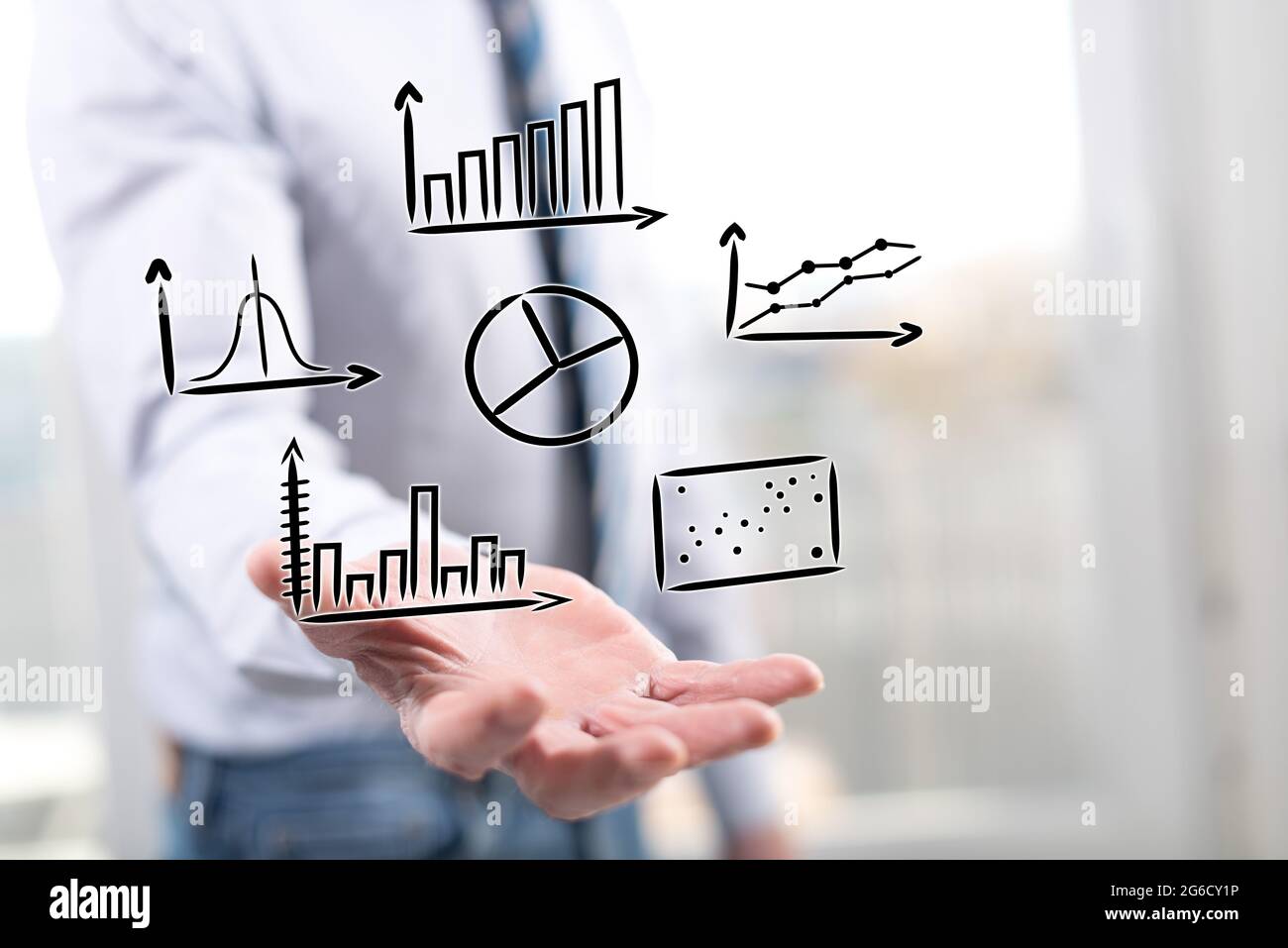 Business analysis concept above the hand of a man in background Stock ...
