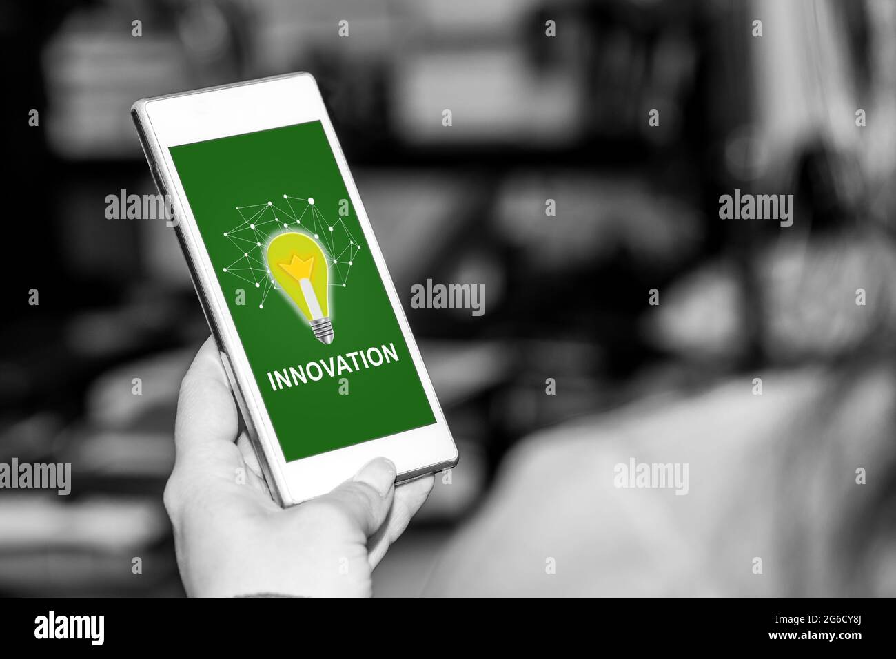 Smartphone screen displaying an innovation concept Stock Photo - Alamy