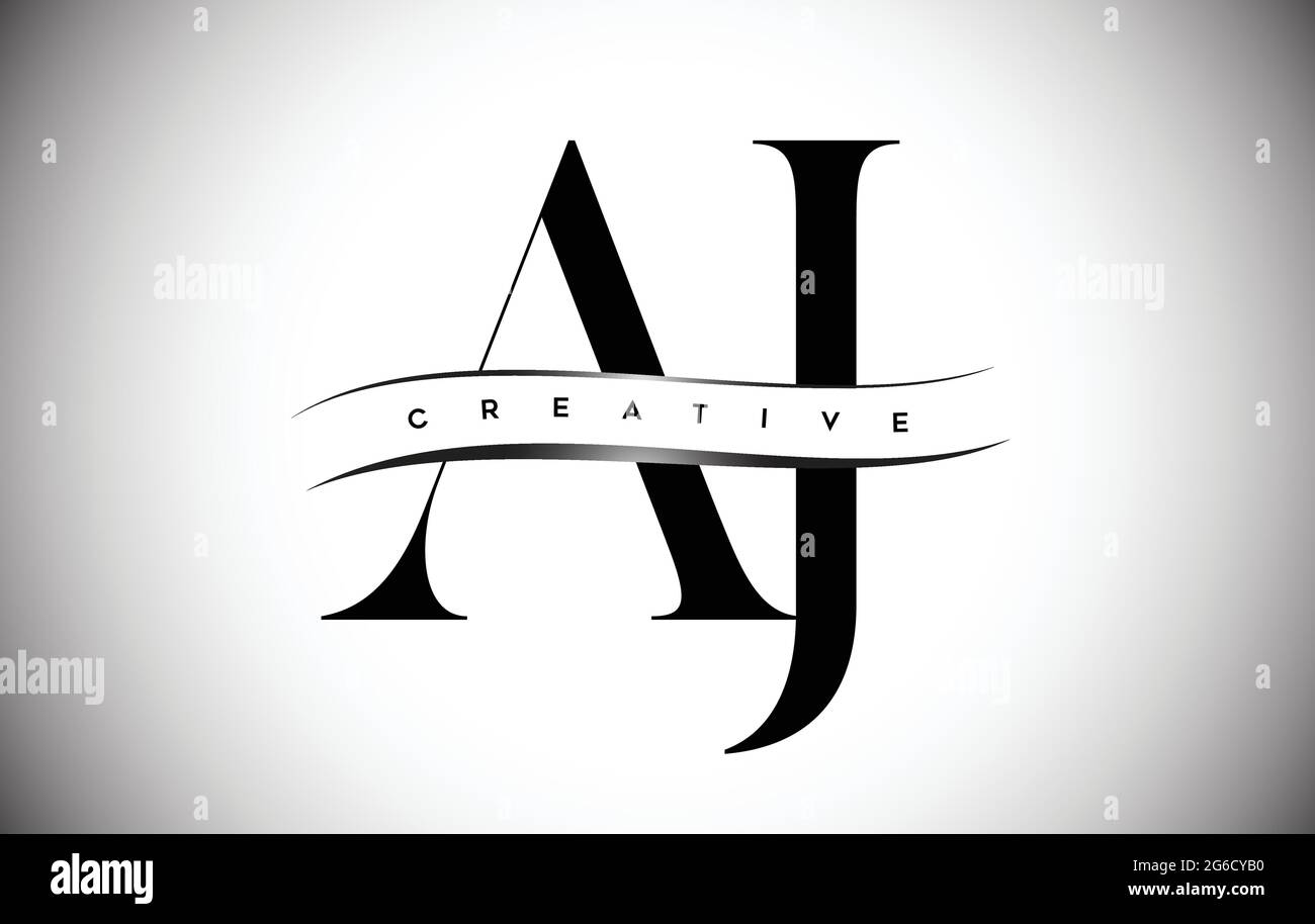 Serif AJ Icon Design with Black Colors. AJ Letter Logo with Serif ...