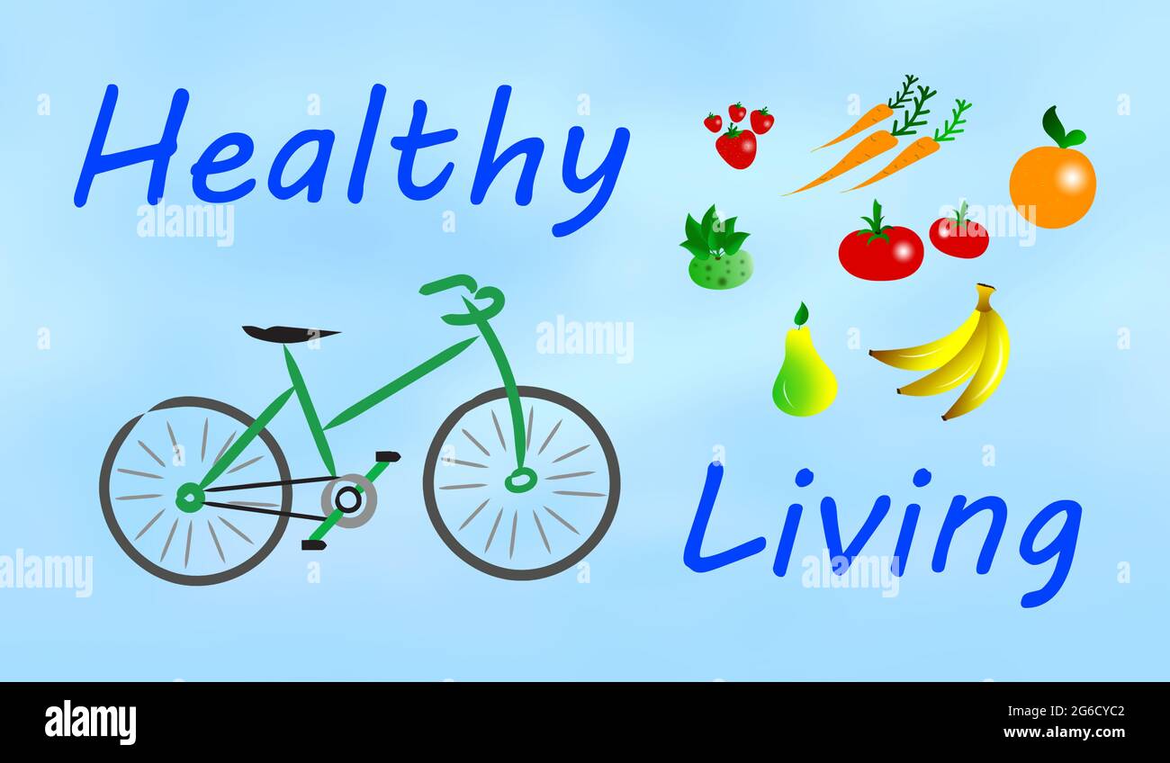 Illustration of a healthy living concept Stock Photo - Alamy
