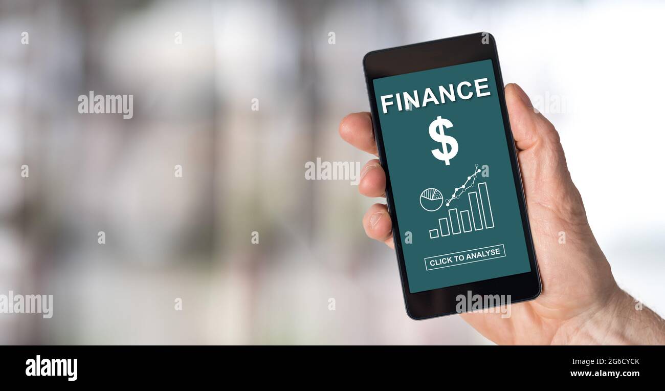 Smartphone screen displaying a finance concept Stock Photo - Alamy
