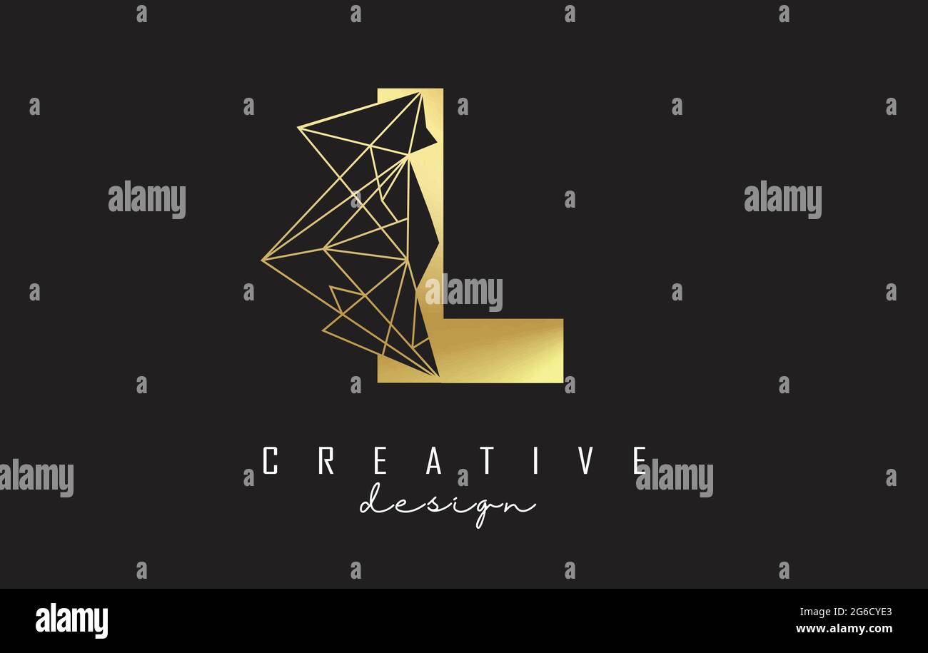 Golden Letter L logo design with broken stone, glass detail. Vector ...
