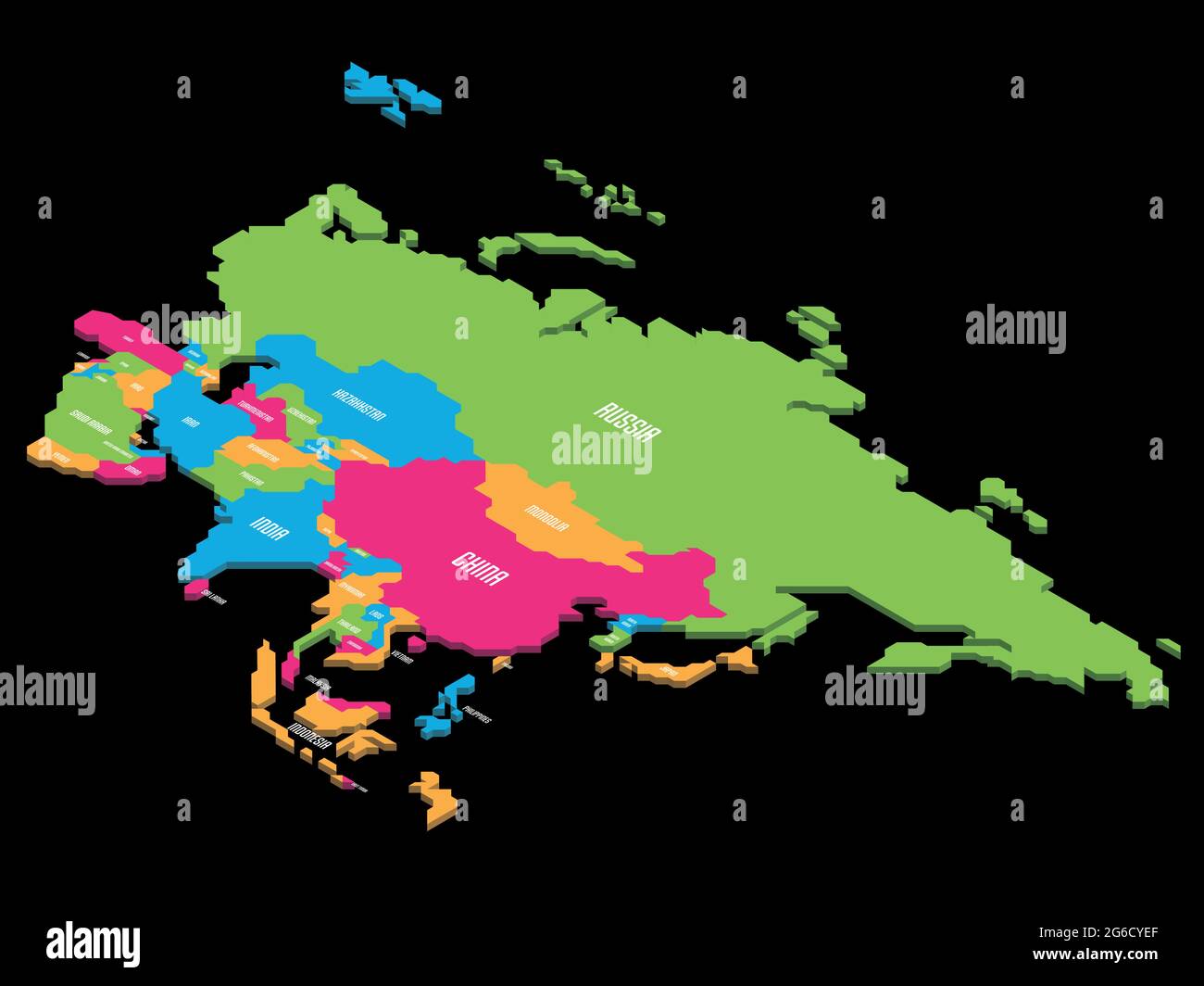 Isometric political map of Asia Stock Vector Image & Art - Alamy