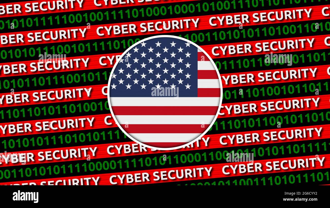 Cyber Security Title with United States of America flag - 3D ...