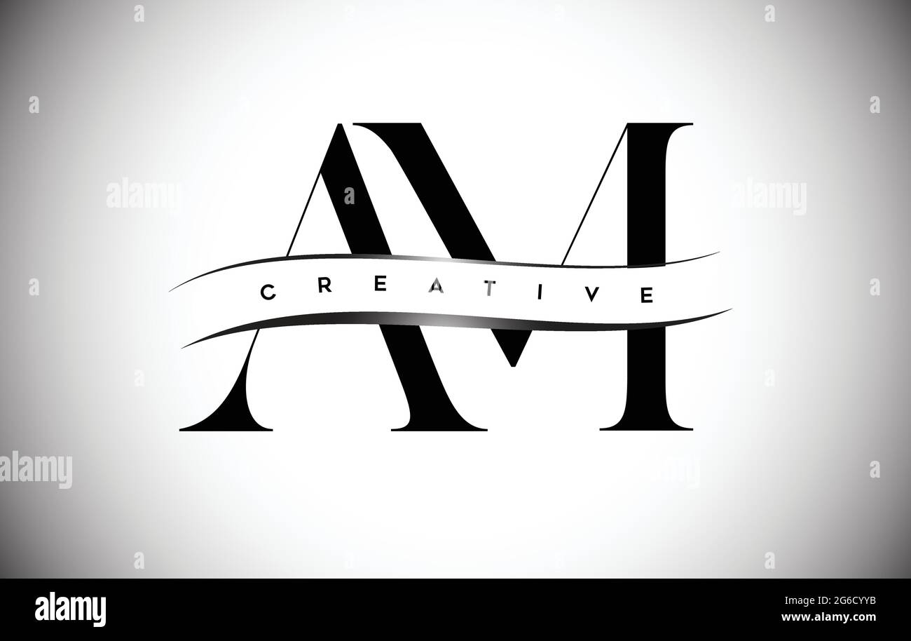 Serif AM Icon Design with Black Colors. AM Letter Logo with Serif ...