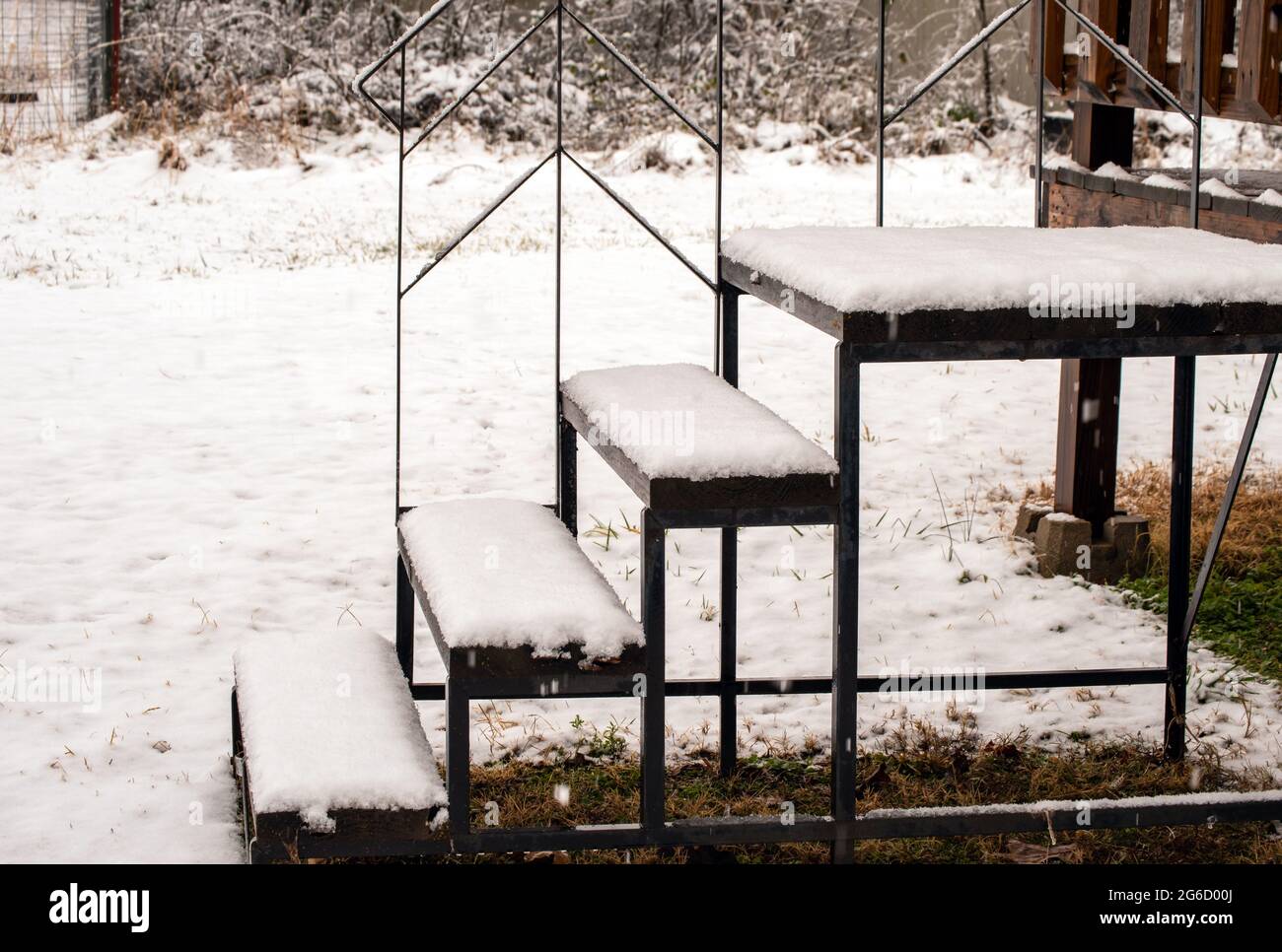 The motion of a light snowfall can be seen as the snow collects on the ...