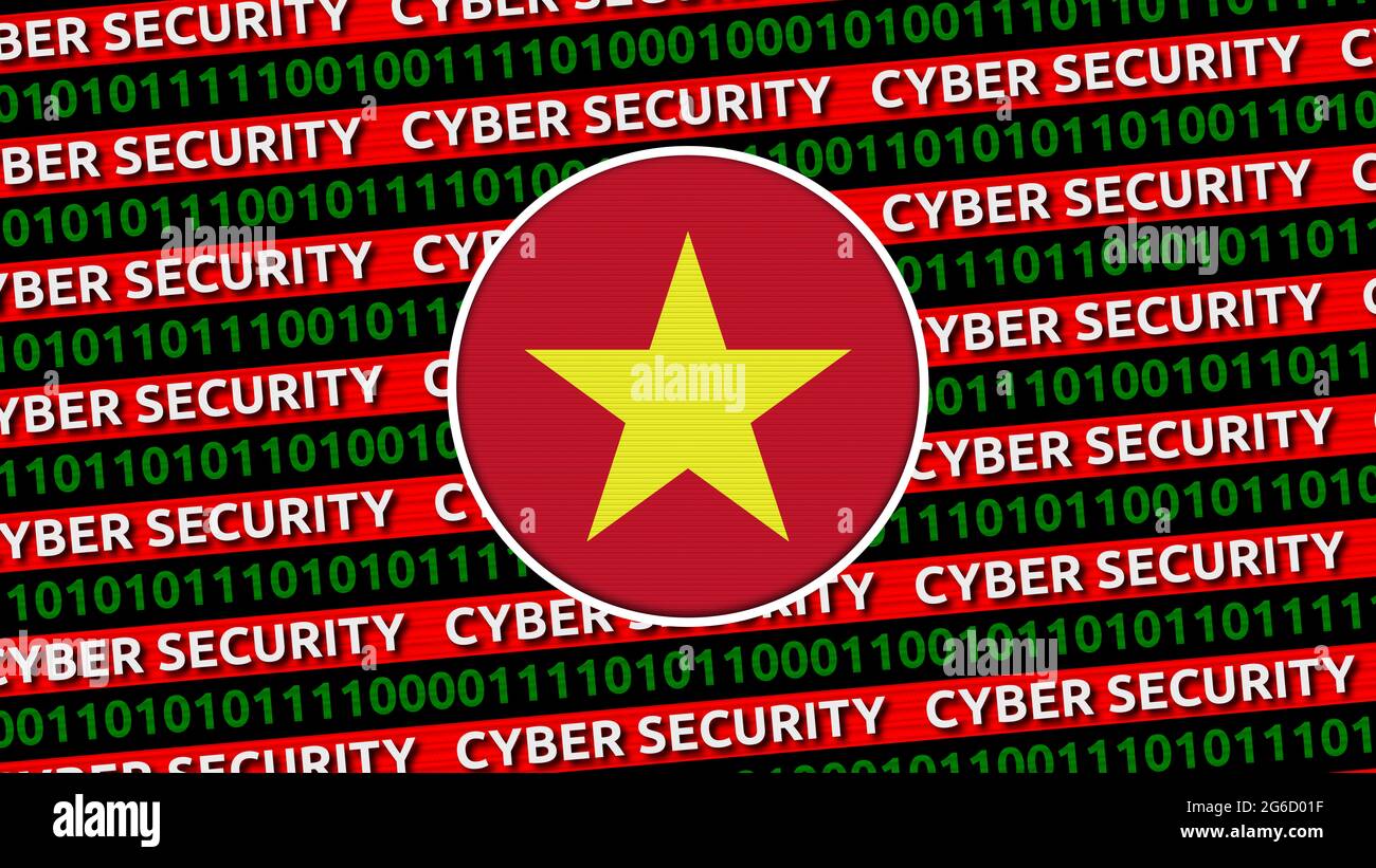 Cyber Security Title with Vietnam flag - 3D Illustration fabric texture ...