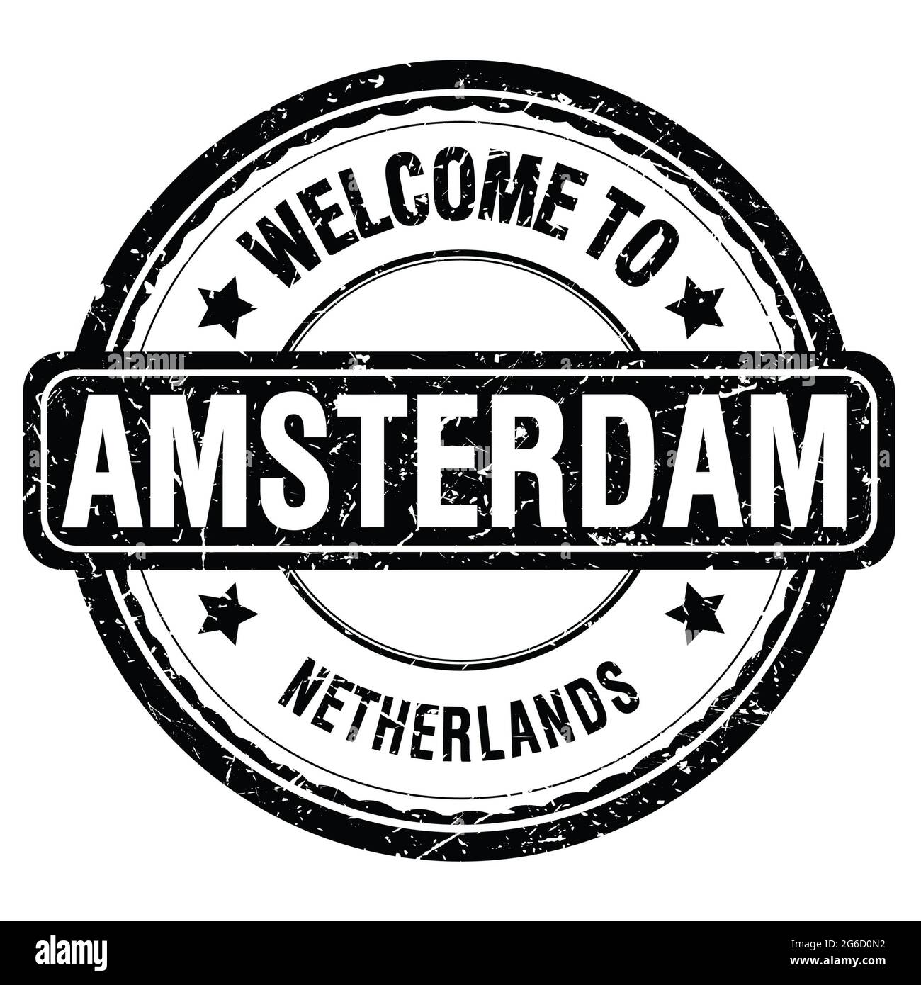 WELCOME TO AMSTERDAM - NETHERLANDS, words written on black grungy stamp ...