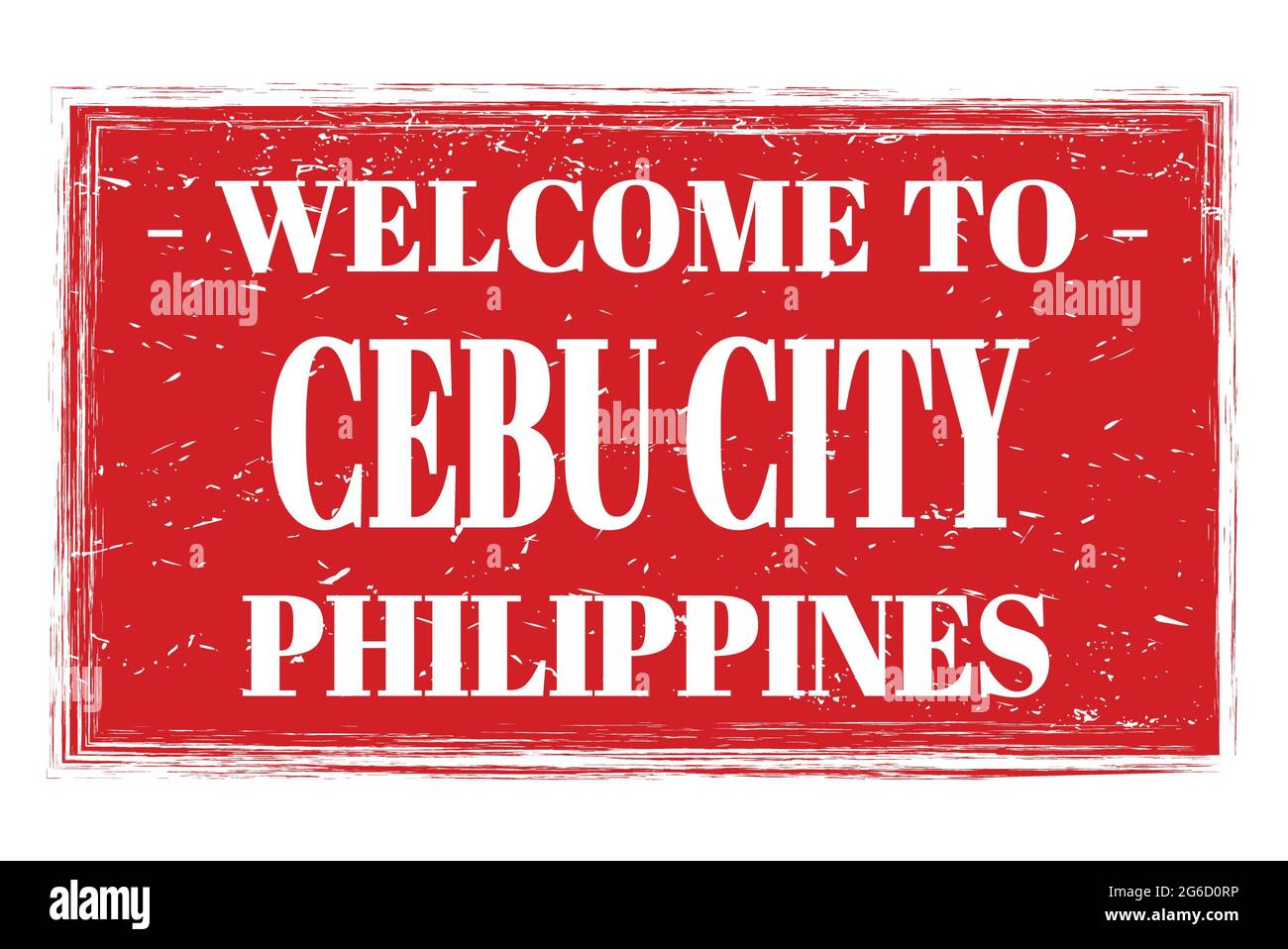 WELCOME TO CEBU CITY - PHILIPPINES, words written on red rectangle post ...