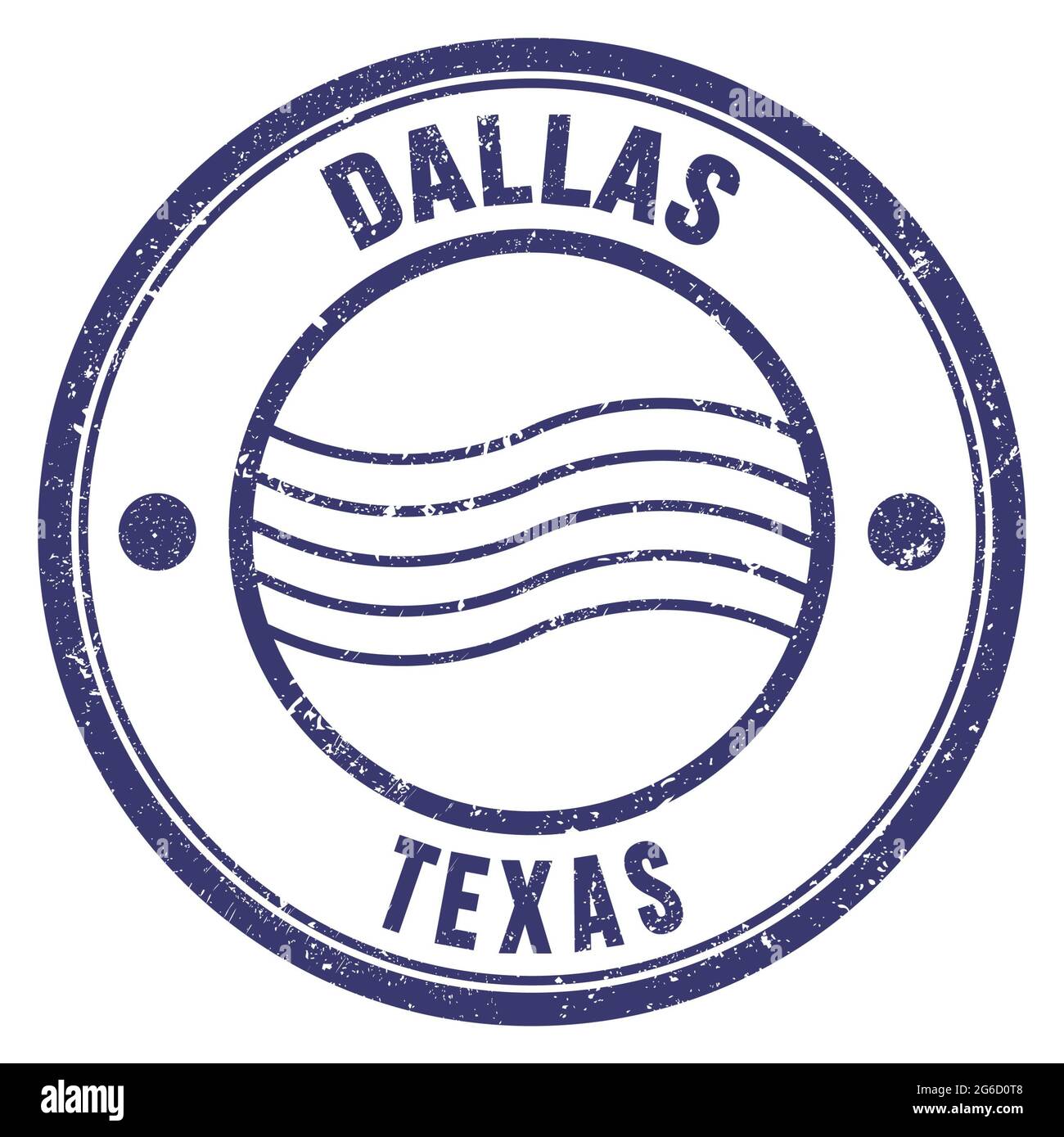 DALLAS - TEXAS, words written on blue round postal stamp Stock Photo ...