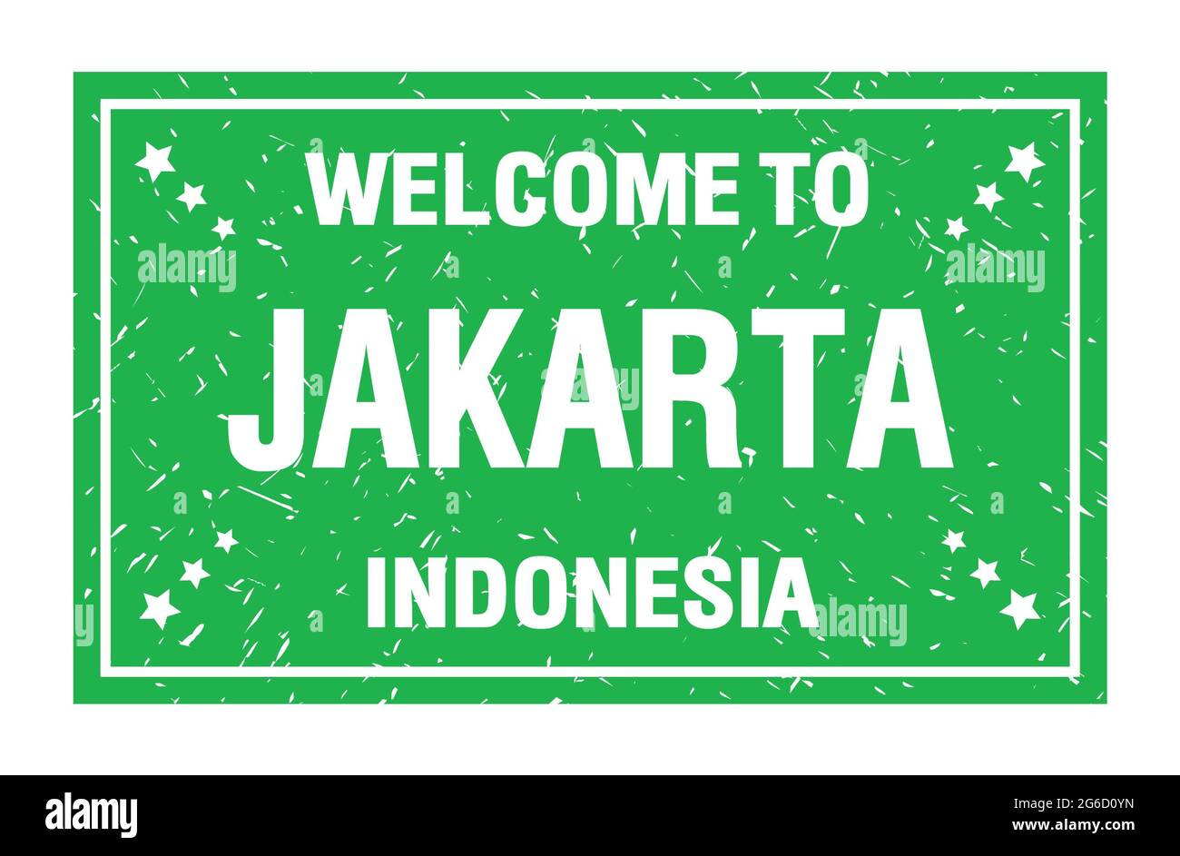 WELCOME TO JAKARTA - INDONESIA, words written on green rectangle flag ...