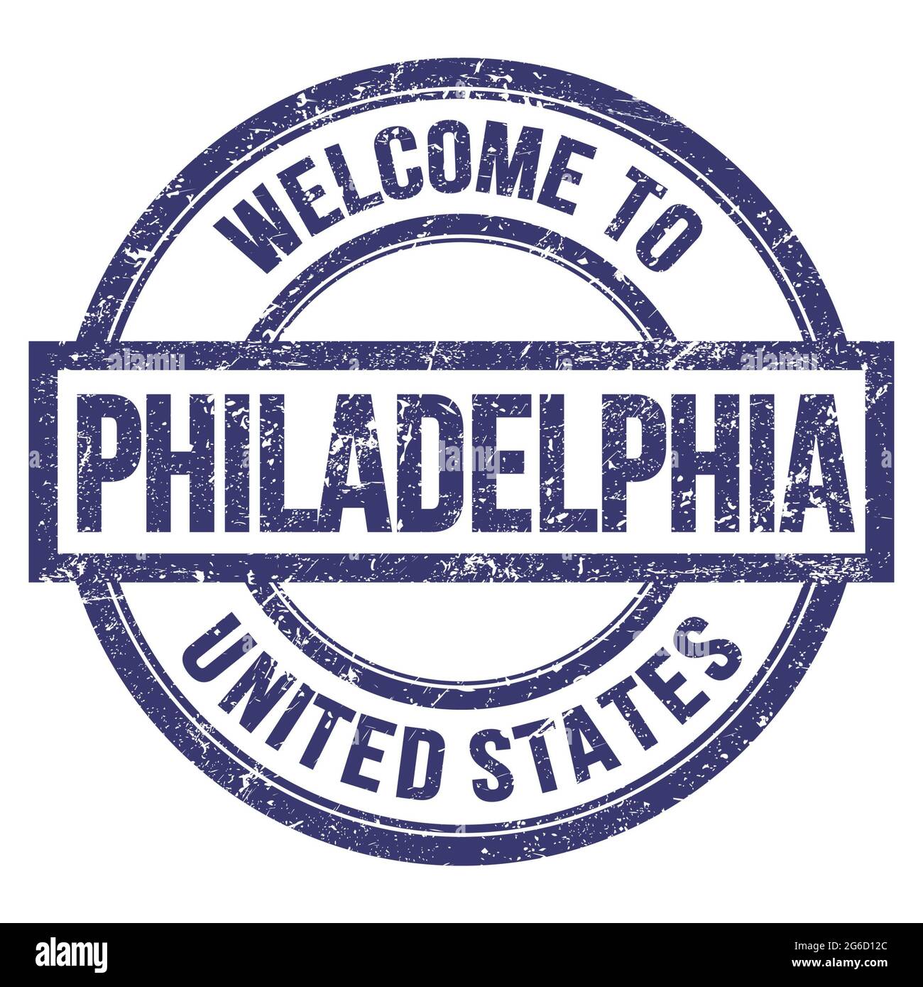 WELCOME TO PHILADELPHIA - UNITED STATES, words written on blue round ...