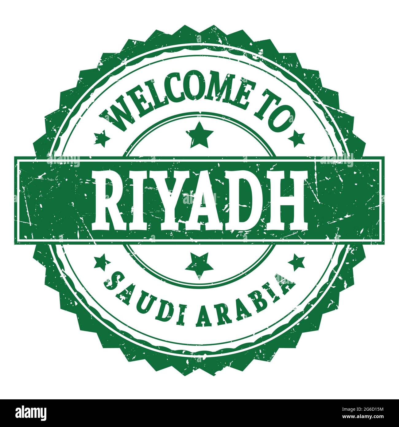 WELCOME TO RIYADH - SAUDI ARABIA, words written on green round zig zag ...