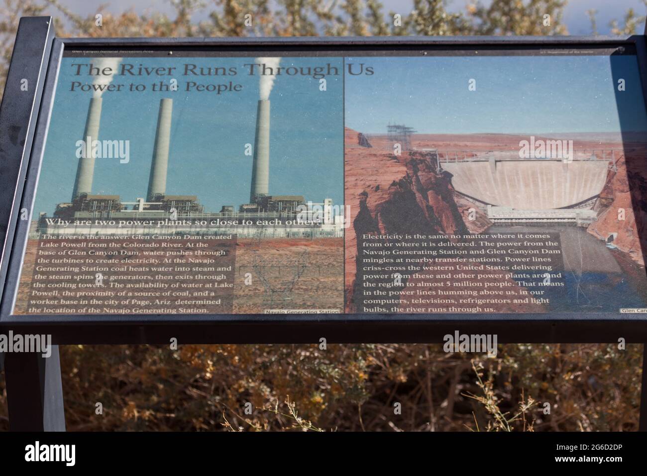 Page, Arizona, USA - October 31, 2014: A metal informational sign a ...