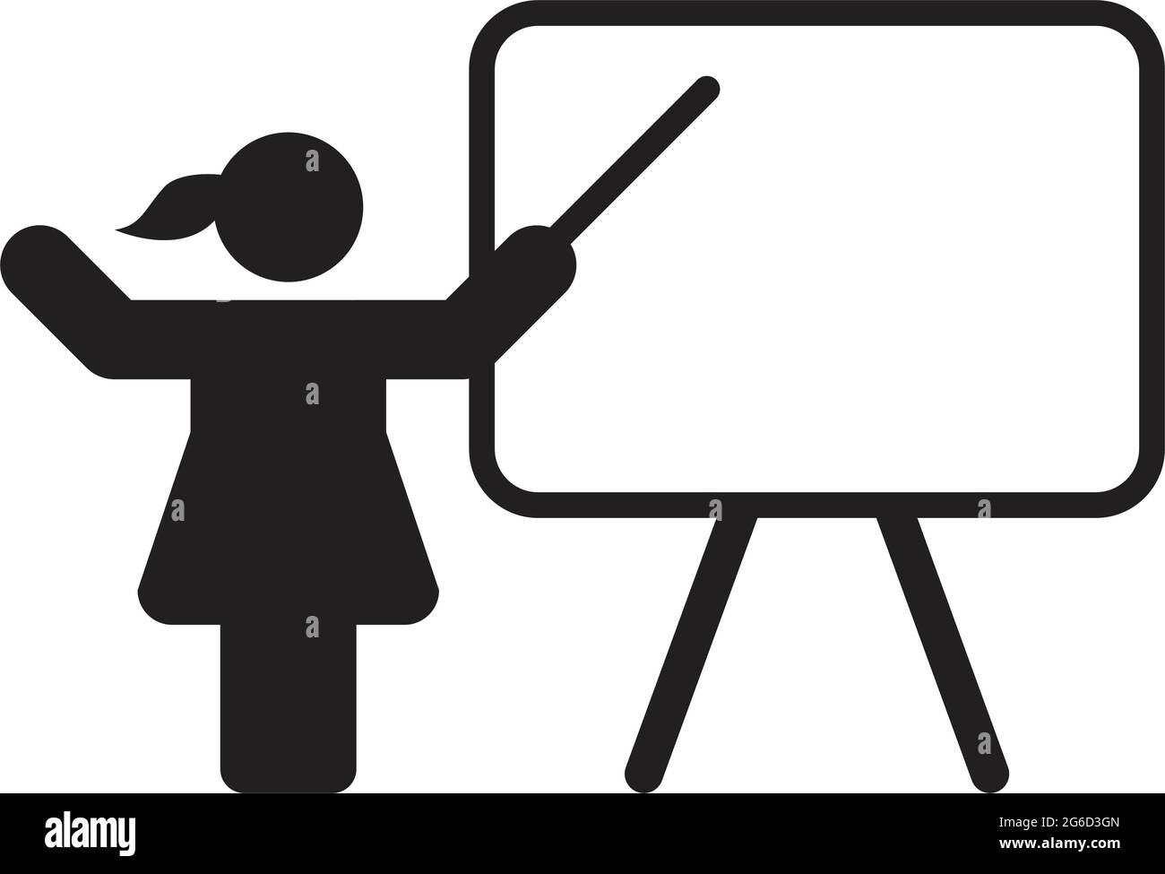 Education icon vector female teacher person with white board symbol in ...