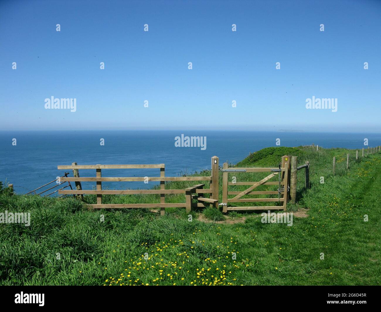 Wood gate. South west coast path. North Cornwall. West country. England ...