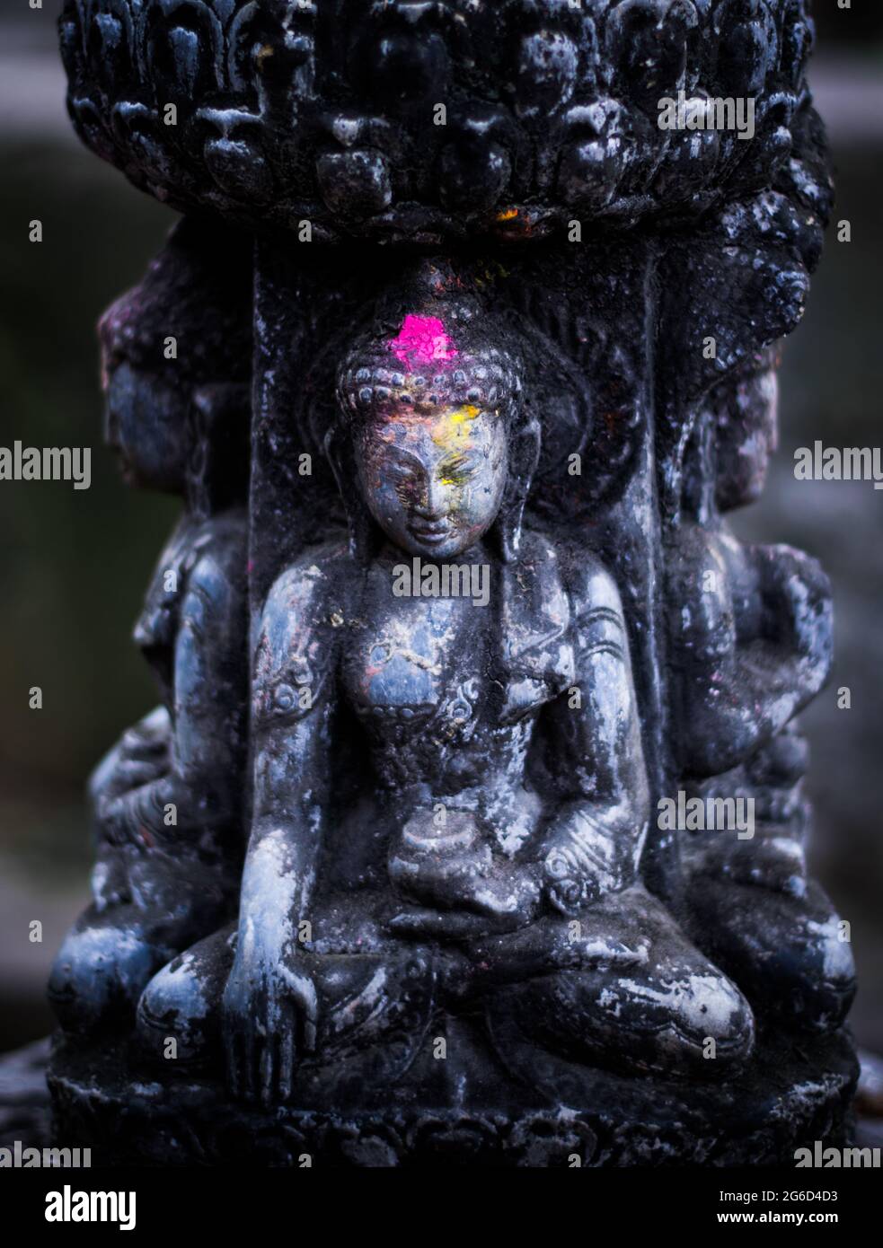Three Buddha Image in Nepalese Tradition at Swoyambhu Stock Photo - Alamy