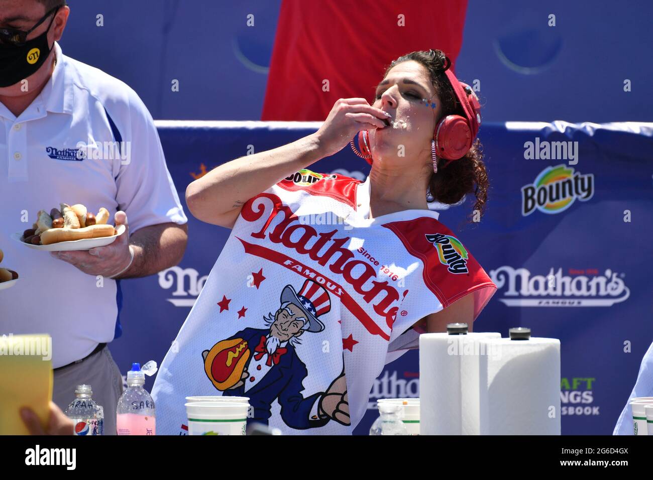 Sarah Rodriquez competes in the 2021 women's Nathan's Famous Fourth of ...